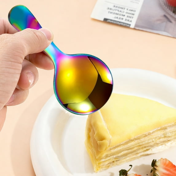 Food-Grade 304 Stainless Steel Short-Handled Dessert Spoon - Cute Mini ...