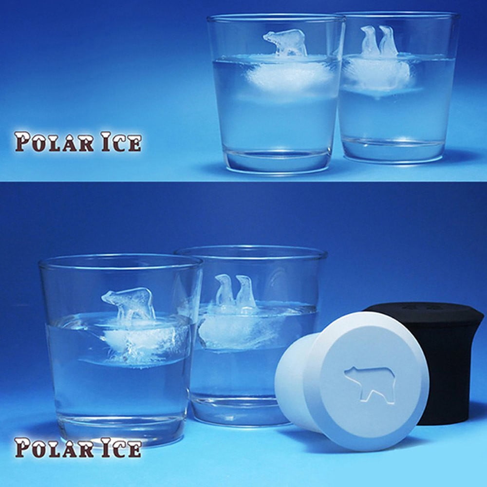 Food Grade 3D Ice Maker Tray Polar Bear and Penguin Molds for Drinks ...