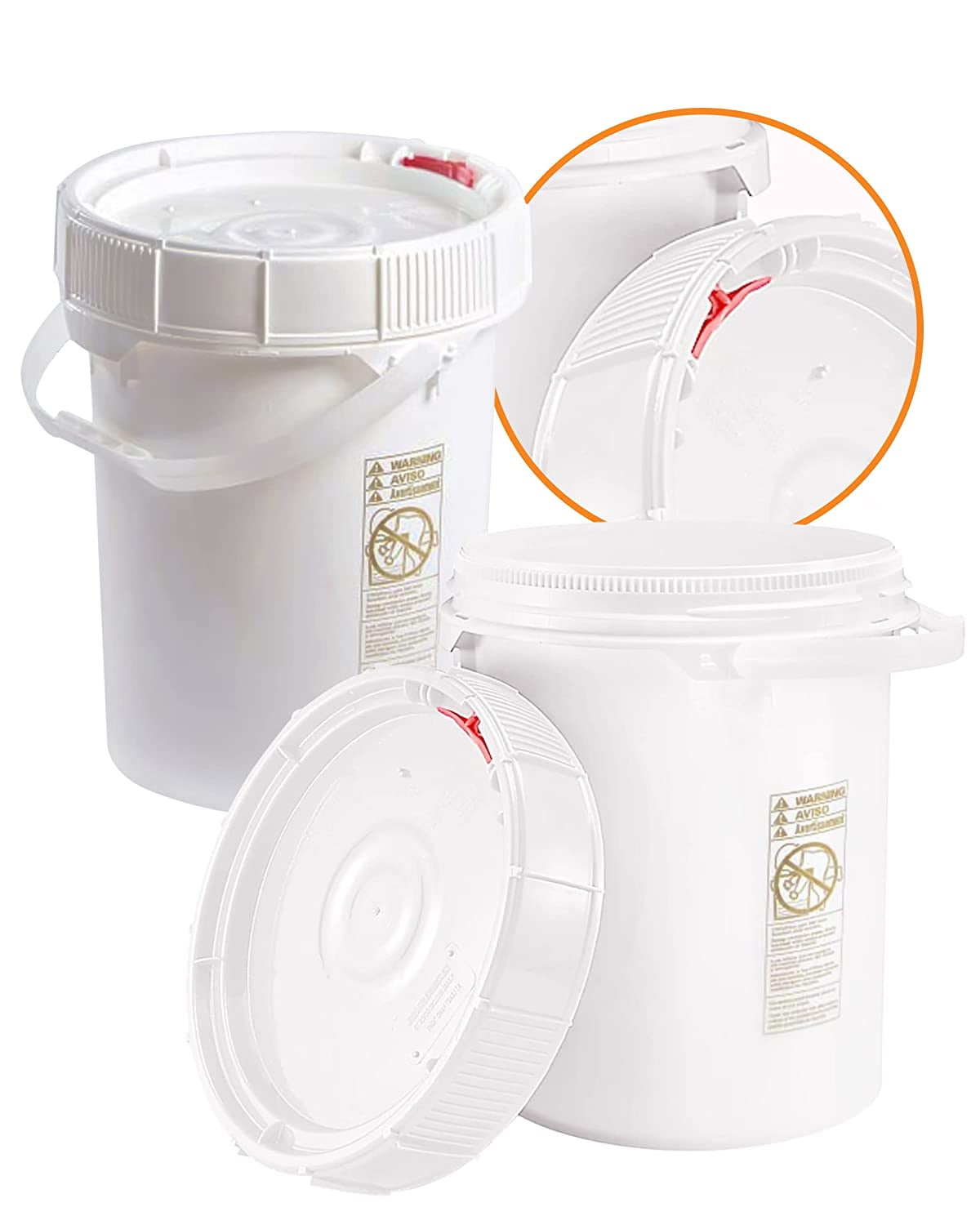 Food Grade 5 Gallon Bucket With Lid - 2 Pack - Includes Airtight ...