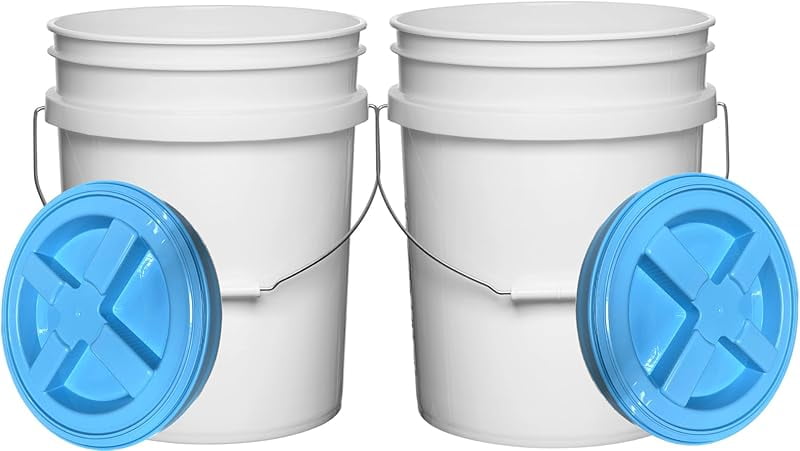 Food Grade 5 Gallon Made in USA Plastic Bucket with Air Tight Screw on ...