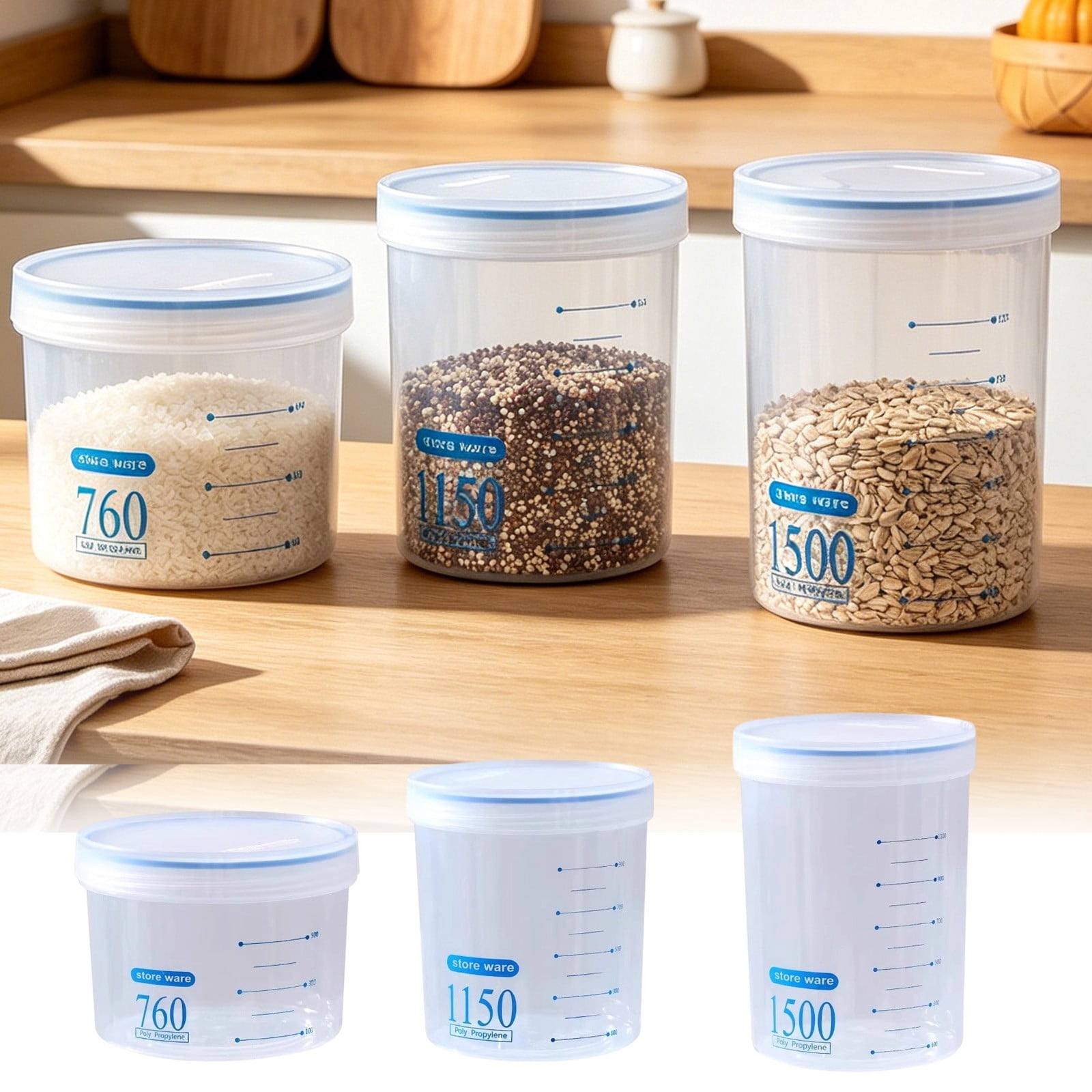 Food Grade Airtight Food Storage Jar Plastic Kitchen Canister for ...