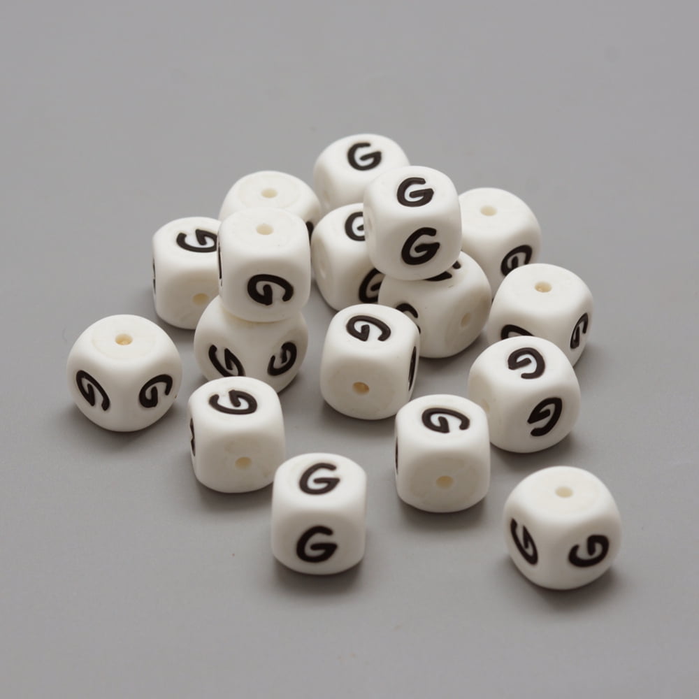 Food Grade Eco-Friendly Silicone Beads Letter Style Cube Letter.G ...
