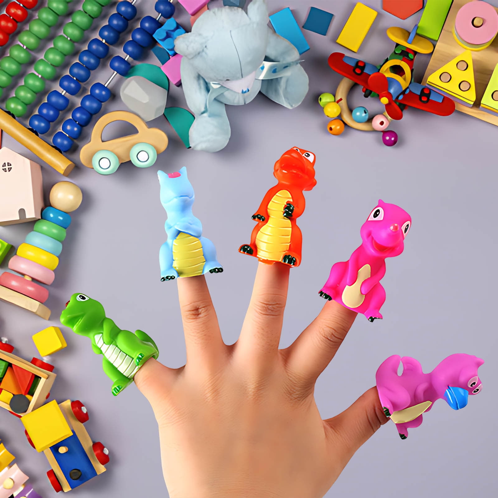 Food-Grade Finger Puppets for Kids - 5 Pack Educational Role Play Toys ...