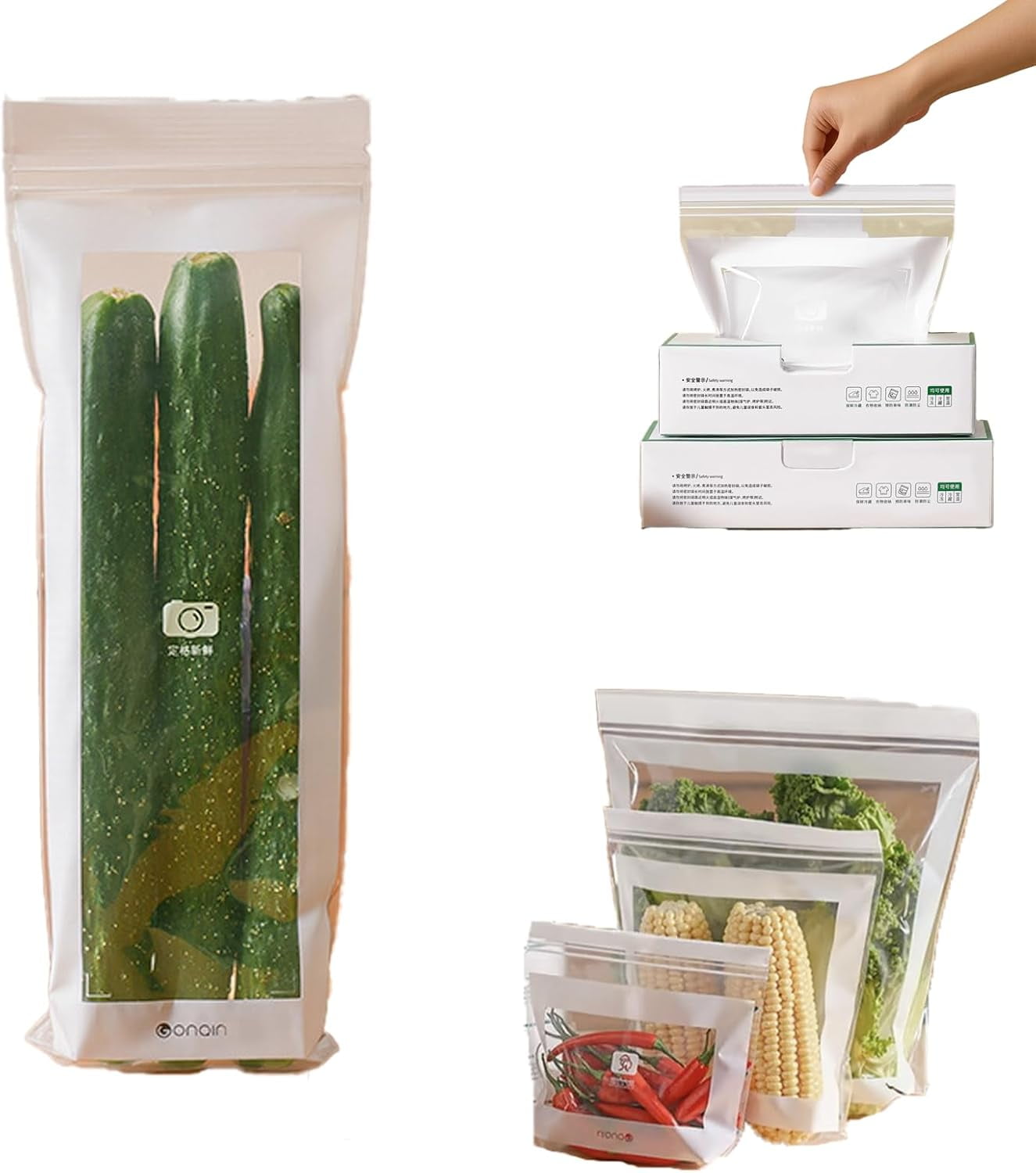 Food Grade Fresh-Keeping Bags - 10-Pack Double Zipper Fresh-Keeping ...