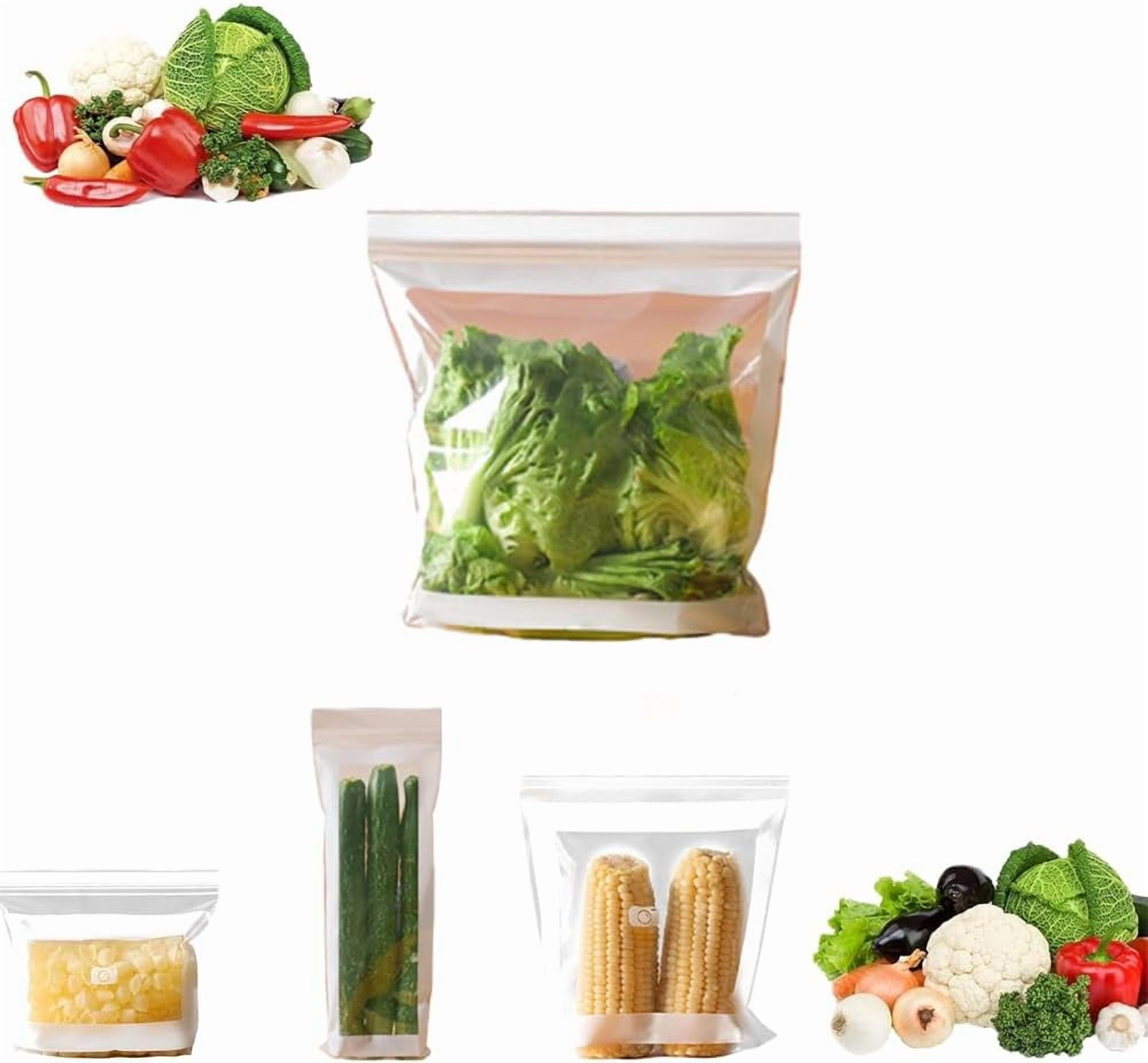 Food Grade Fresh-Keeping Bags, Double Seal Reusable, Refrigerator ...