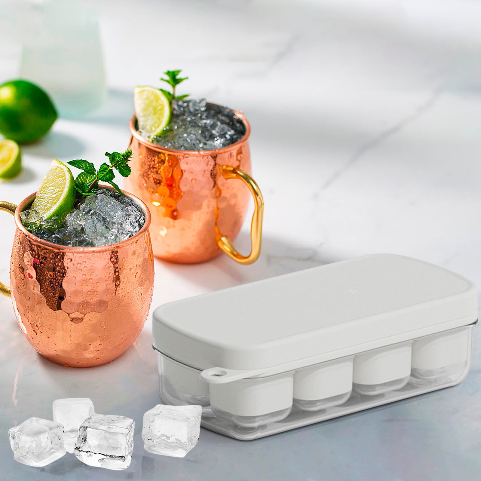 Food Grade Ice Block Maker, One-Press Demolding Silicone Tray ...