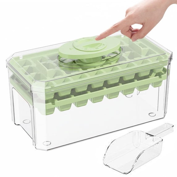 Food Grade Ice Cube Tray with Lid and Bin, Easy Release Ice Maker Mold ...