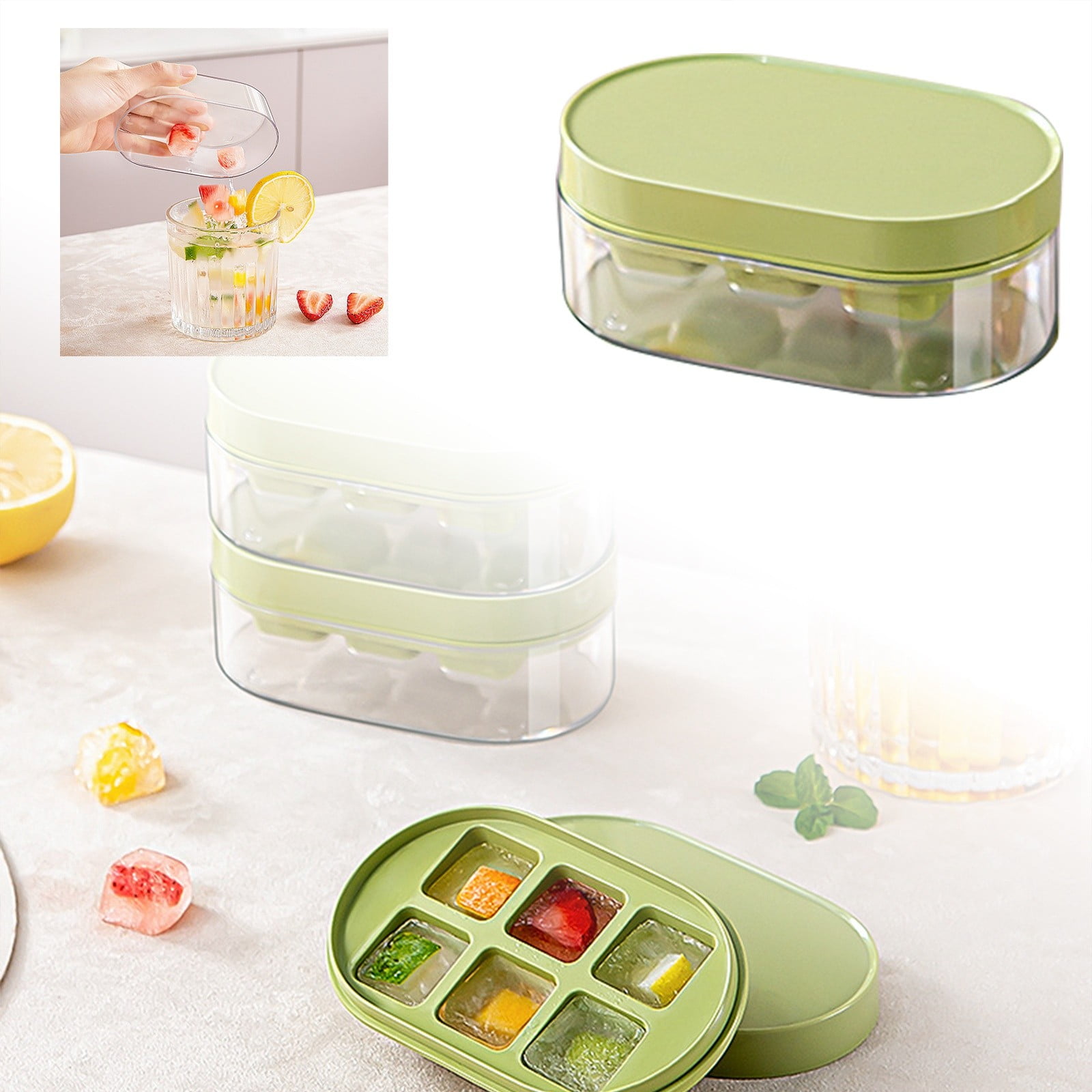 Food Grade Ice Cube With Lid Easy To Store Ice Tray Mini Pressable Ice ...