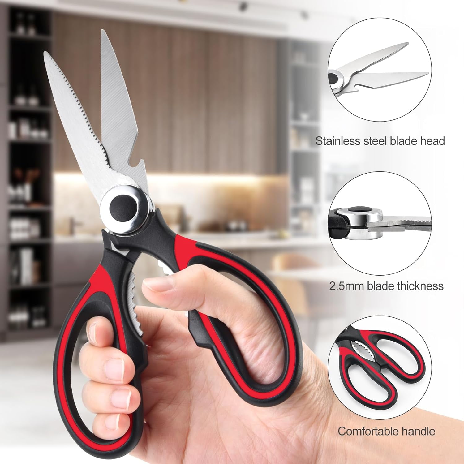 Food Grade Kitchen Scissors 3 Pack- Lifetime Replacement Warranty ...