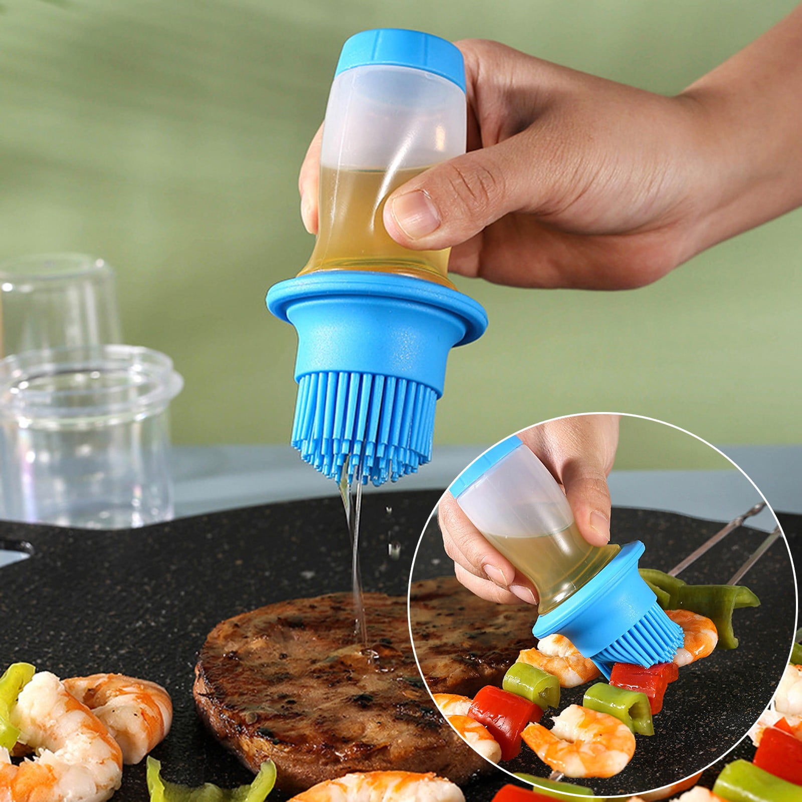 Food Grade Oil Bottle with Lid and Oil Brush, High-Temperature ...