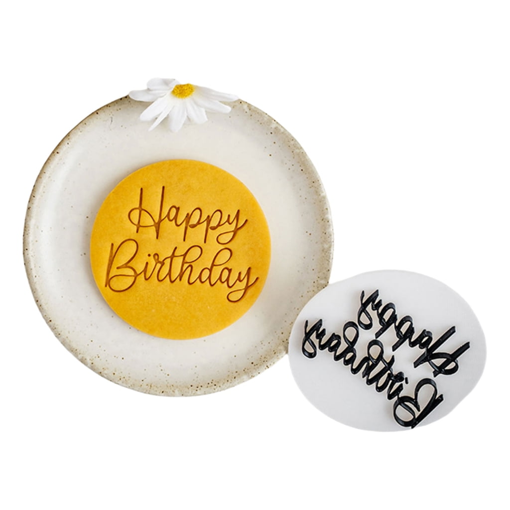 Food Grade Plastic Cookie Molds Happy Birthday English Theme Biscuit ...