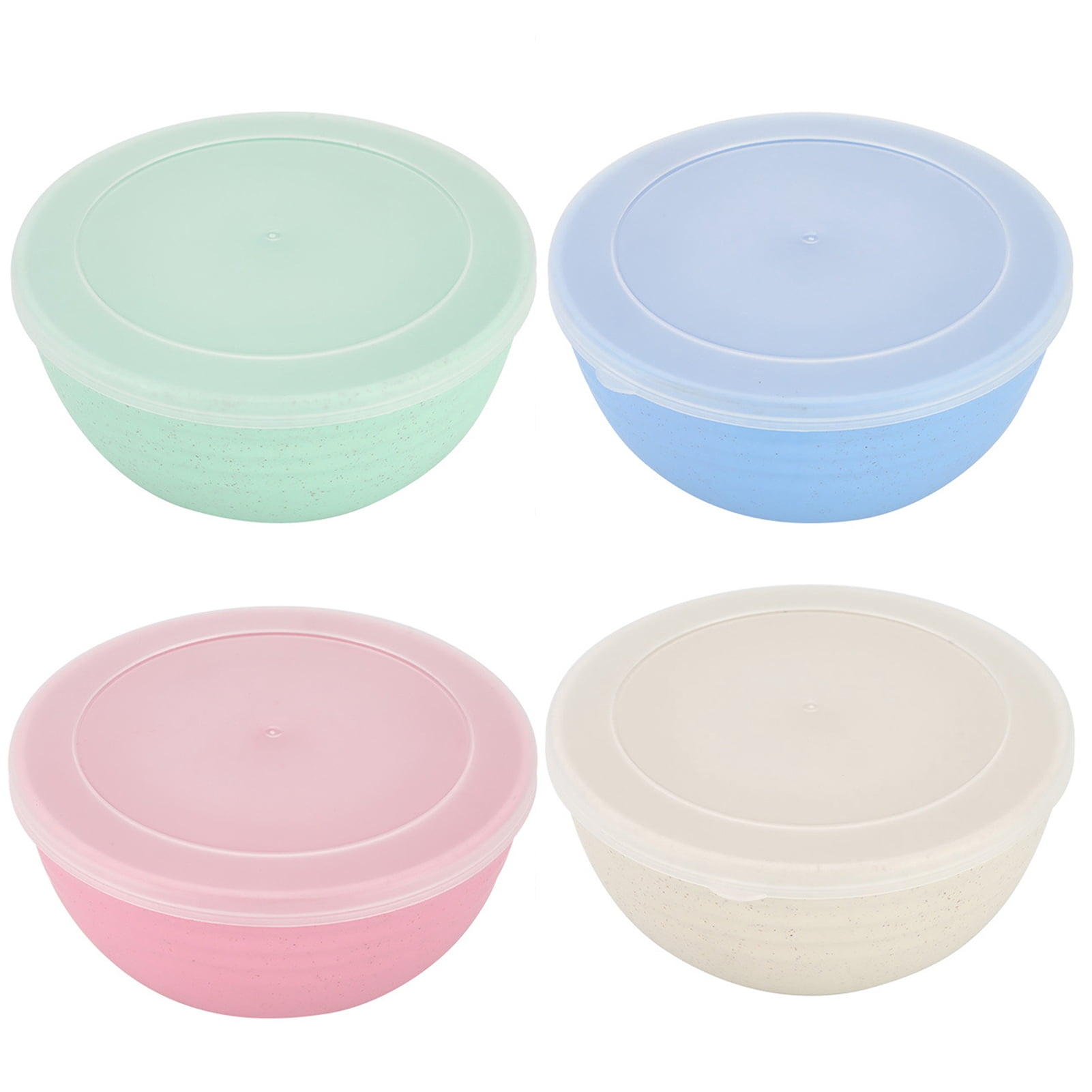 Food Grade Plastic Salad Bowls (4Pcs) - Dust-Proof Lid, Thickened ...
