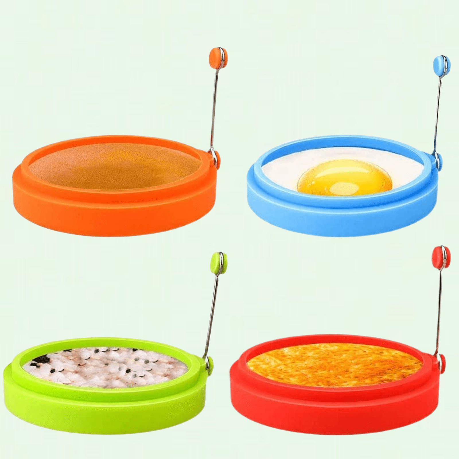 Food Grade Silicone Egg Rings, 4 Inch, Non-stick Fried Egg Ring Mold, 4 ...