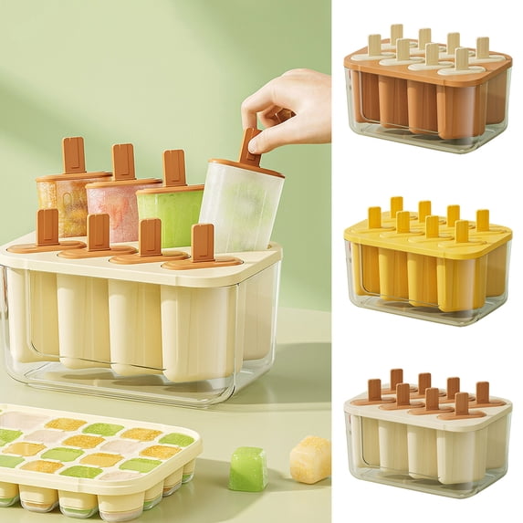 Food-Grade Silicone Ice Cream Molds 8-Compartment Stackable Reusable ...