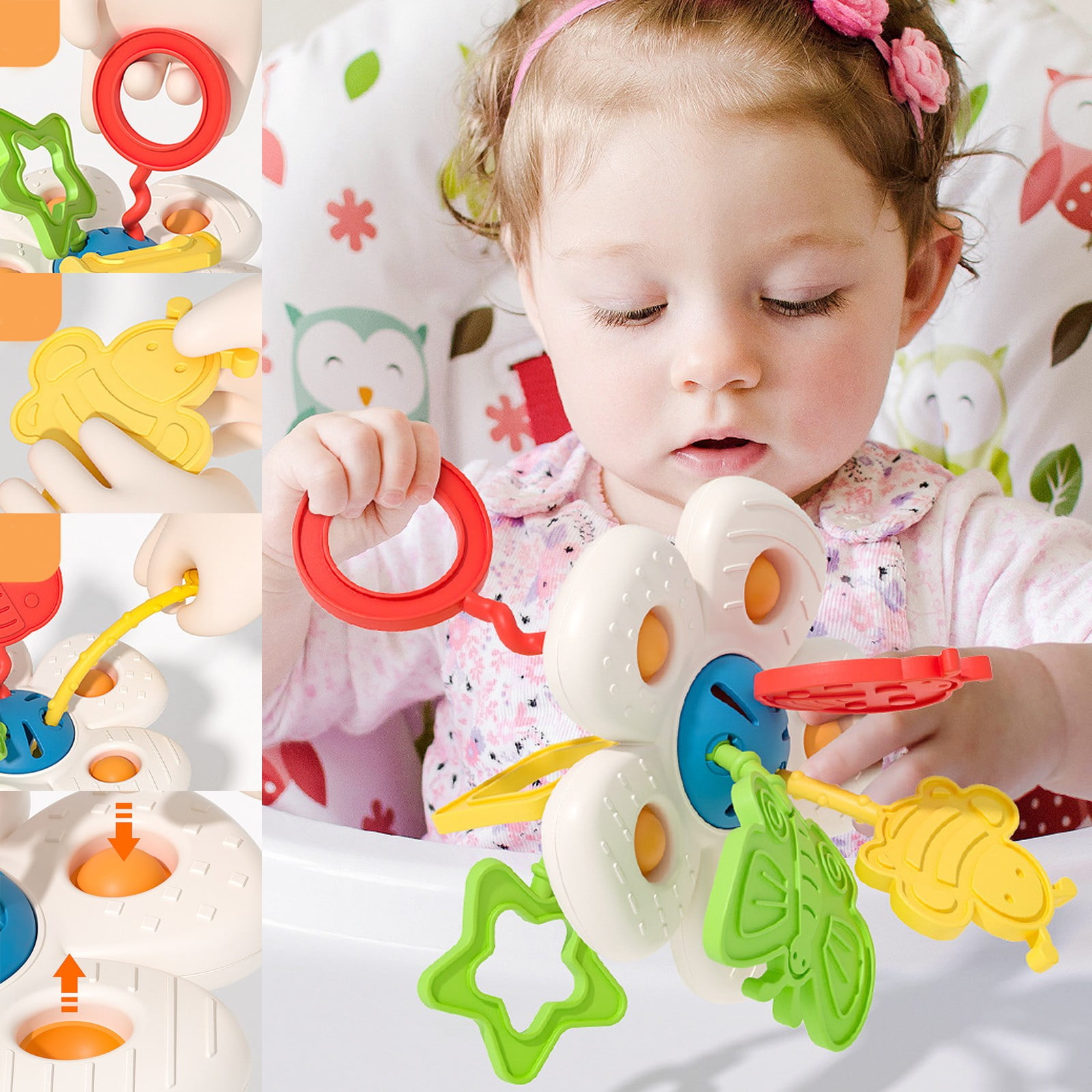 Food Grade Silicone Pull String Baby Toy, Montessori Pull String ...