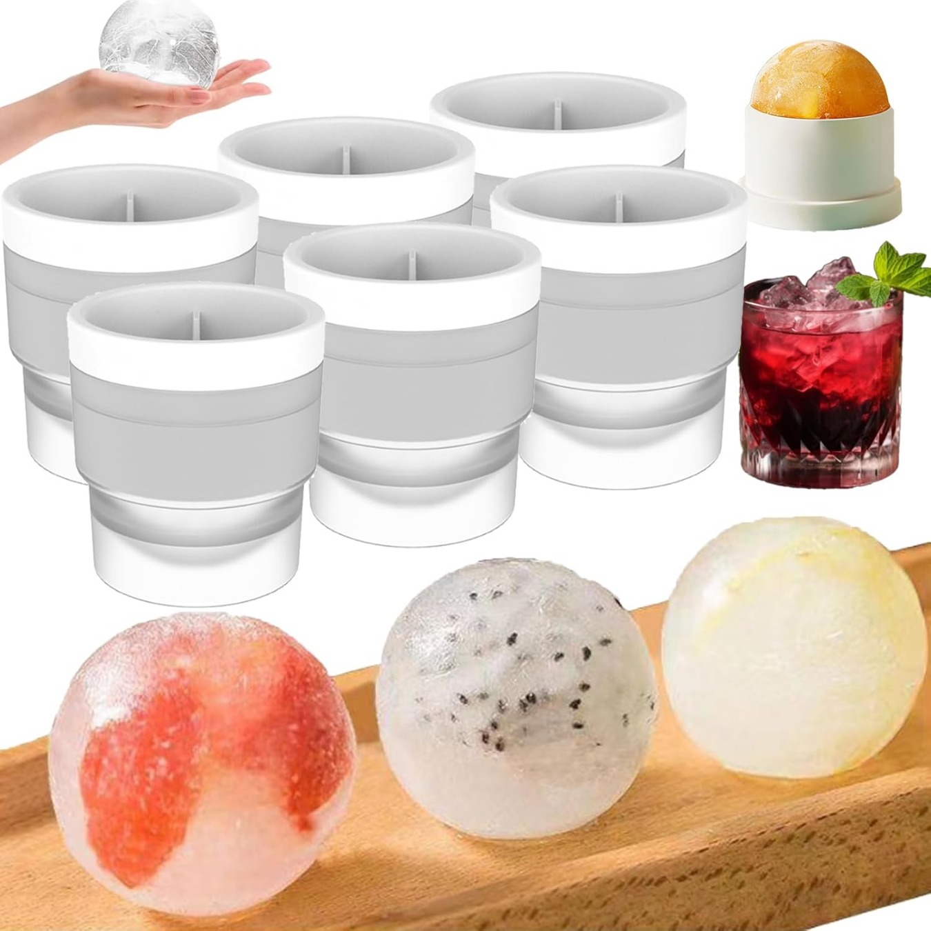 Food Grade Stackable Slow Melting DIY Ice Ball for Cocktail Whiskey ...