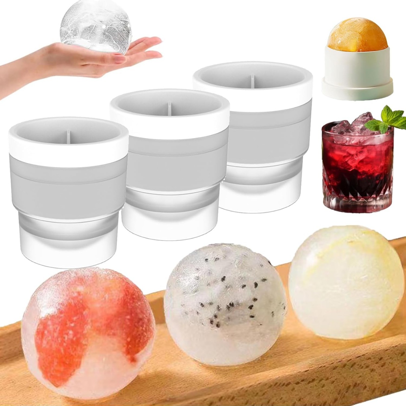Food Grade Stackable Slow Melting DIY Ice Ball for Cocktail Whiskey ...