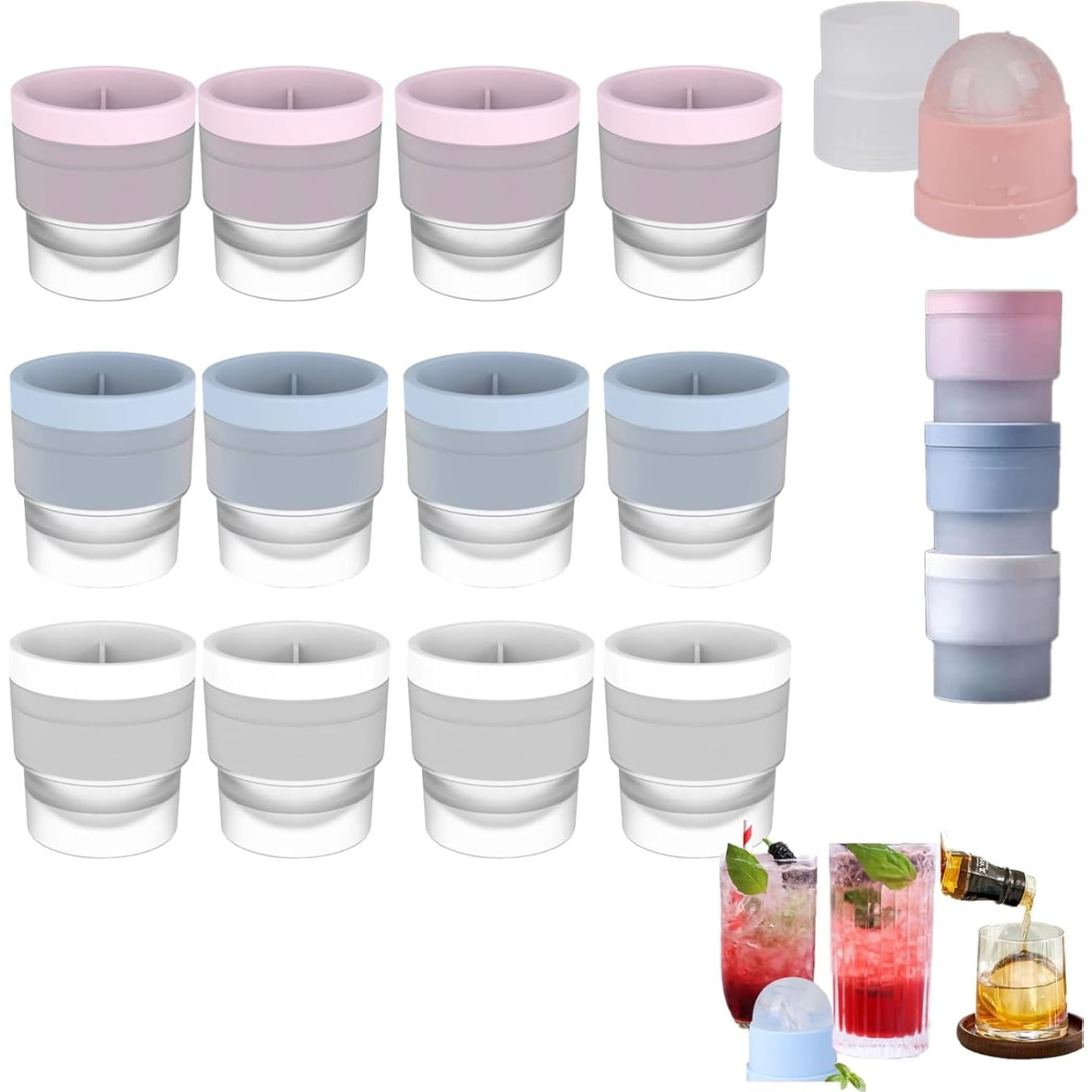 Food Grade Stackable Slow Melting DIY Ice Ball for Cocktail Whiskey ...