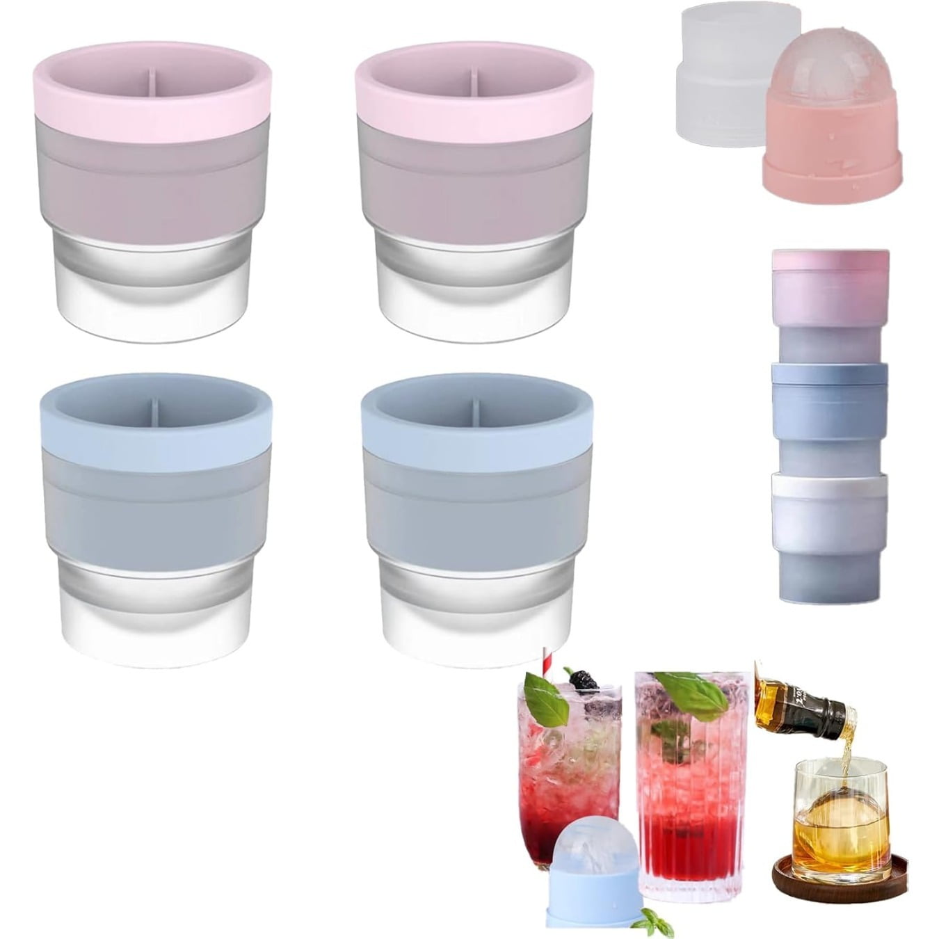 Food Grade Stackable Slow Melting DIY Ice Ball for Cocktail Whiskey ...