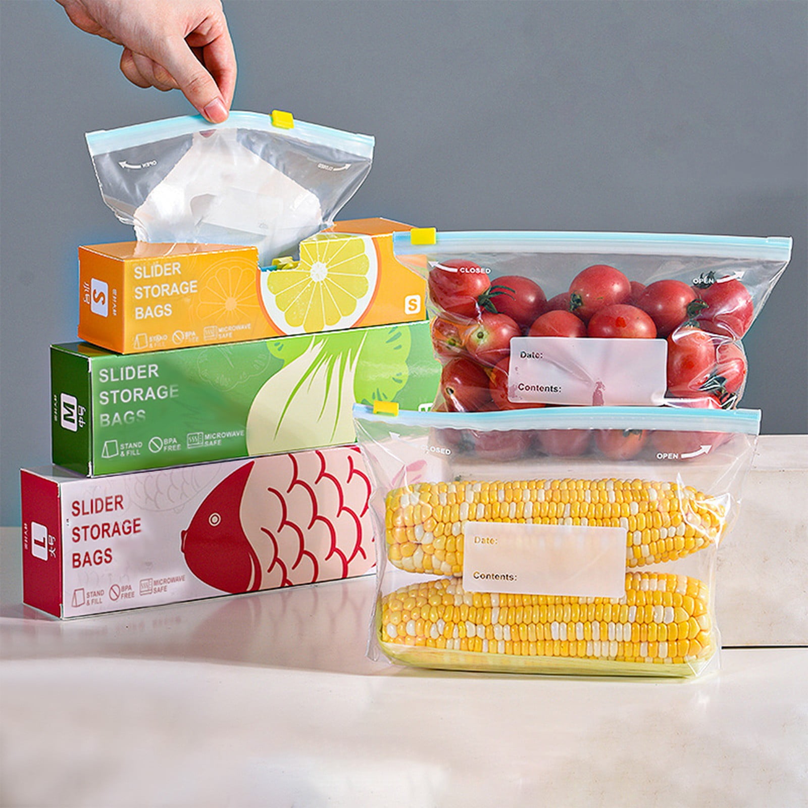 Food Grade Ziplock Storage Bags, Airtight Resealable Pouches with ...