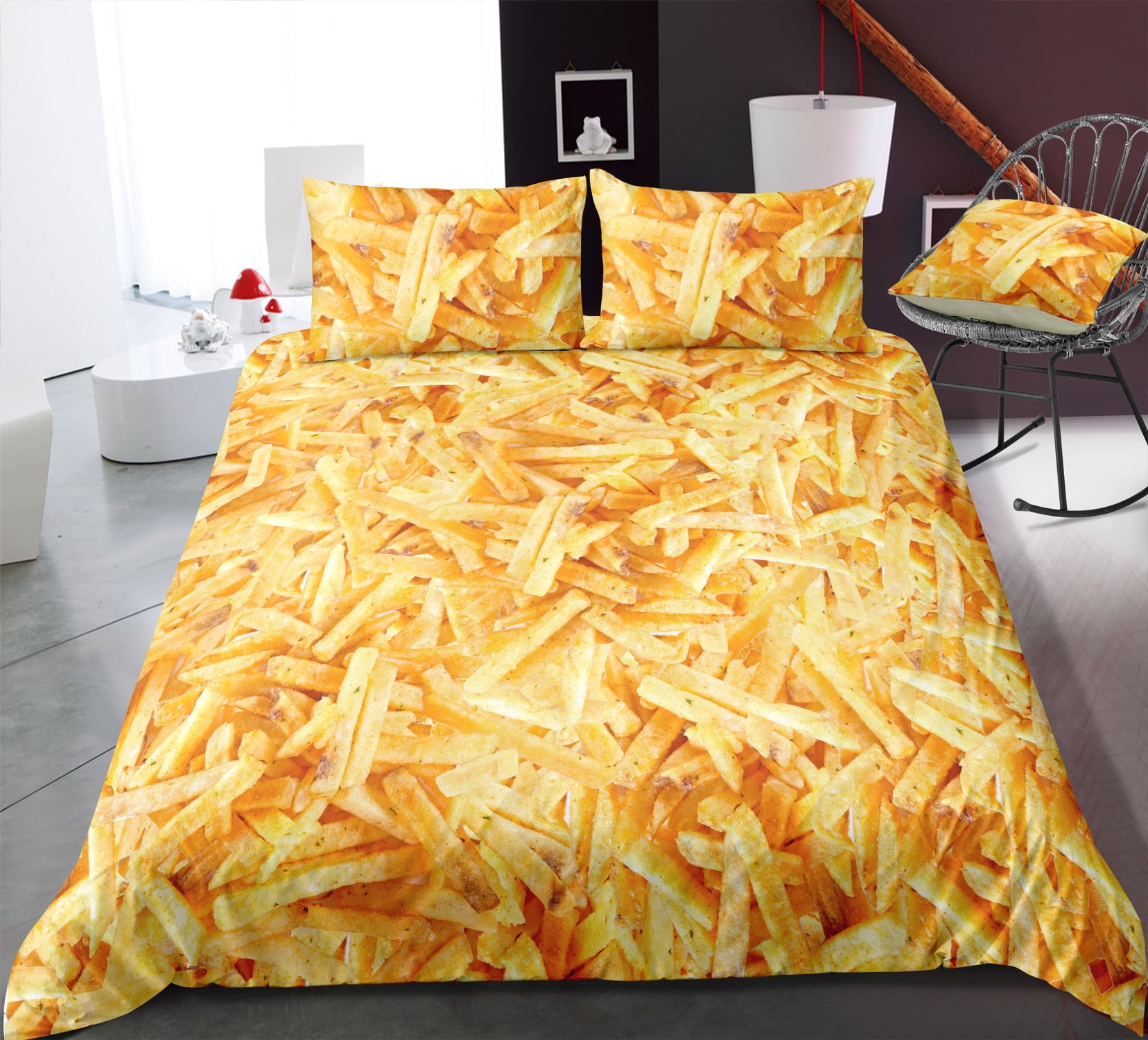 Food Hamburger Print Duvet Cover Set King/ Size Fast Food Bedding Set ...