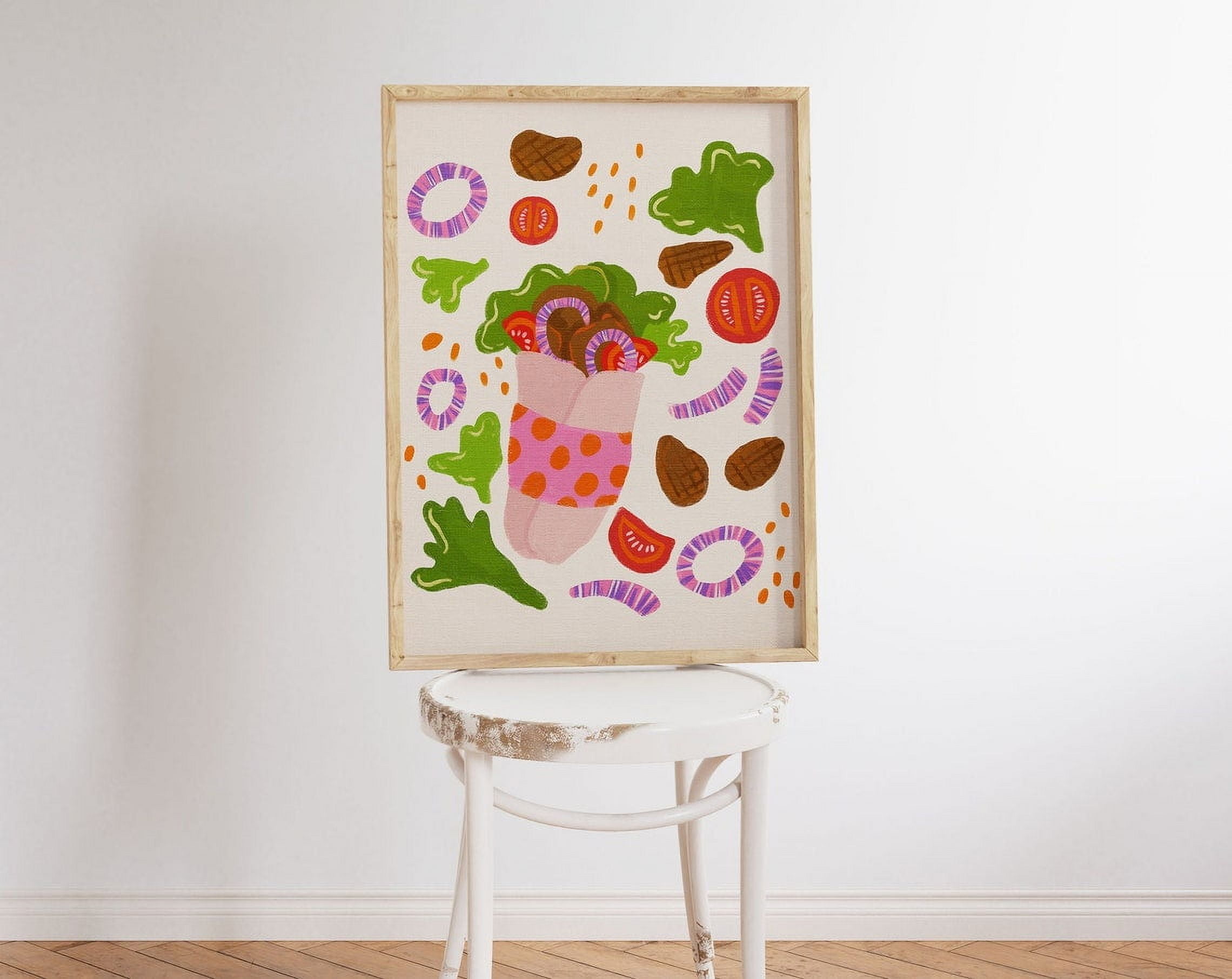 Food Illustration Wall Art, Colorful Wall Art, Grill Wall Art, Acrylic ...