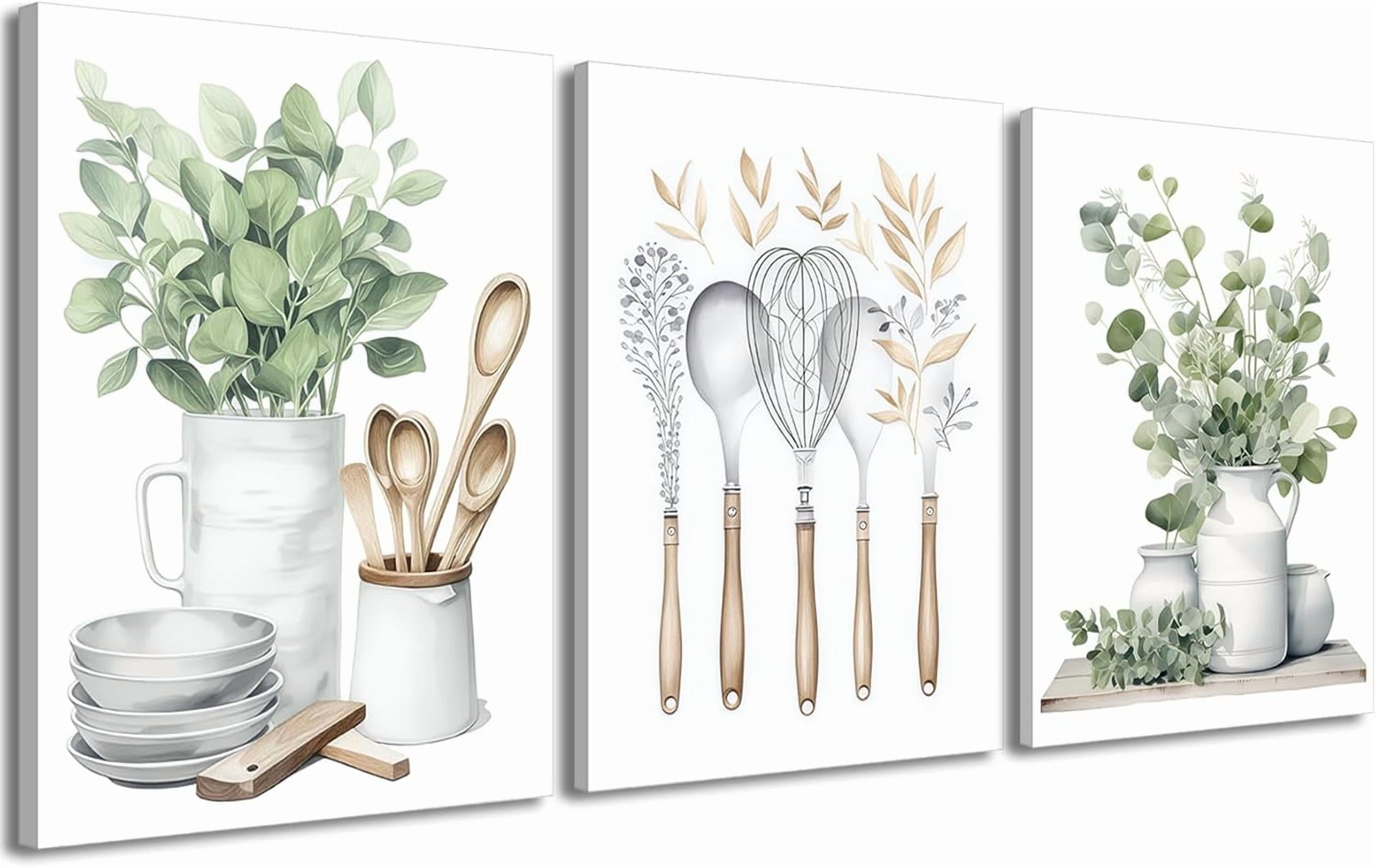 Food Kitchen Wall Art Set of 3, Colorful Dining Room Cheese Coffee ...