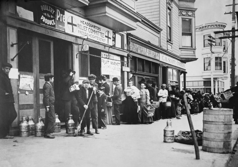Food Line At Relief Station Run By The American Red Cross After The ...