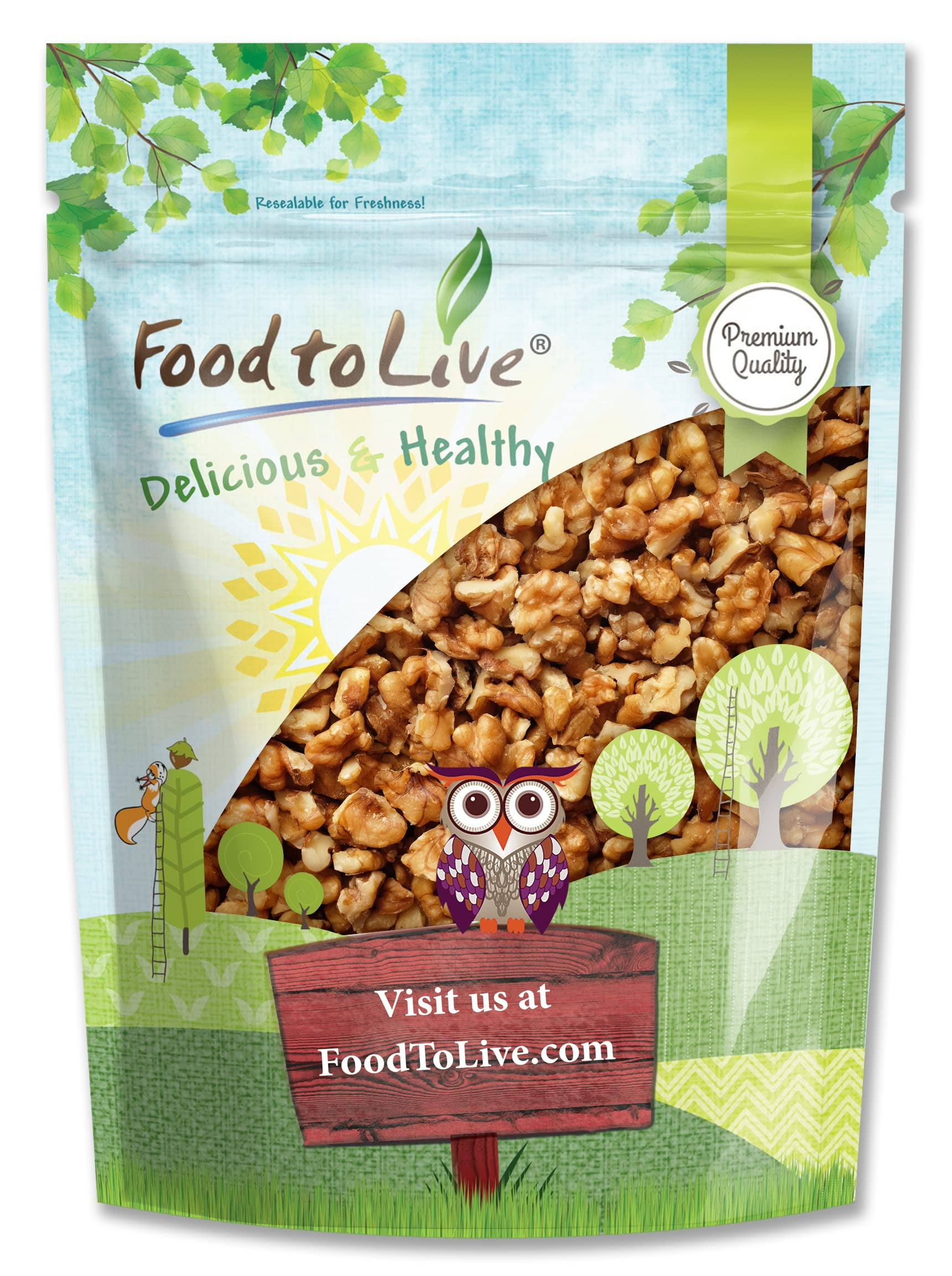 Food to Live California Walnut Pieces, 1 Pound - Chopped Nuts, Shelled ...