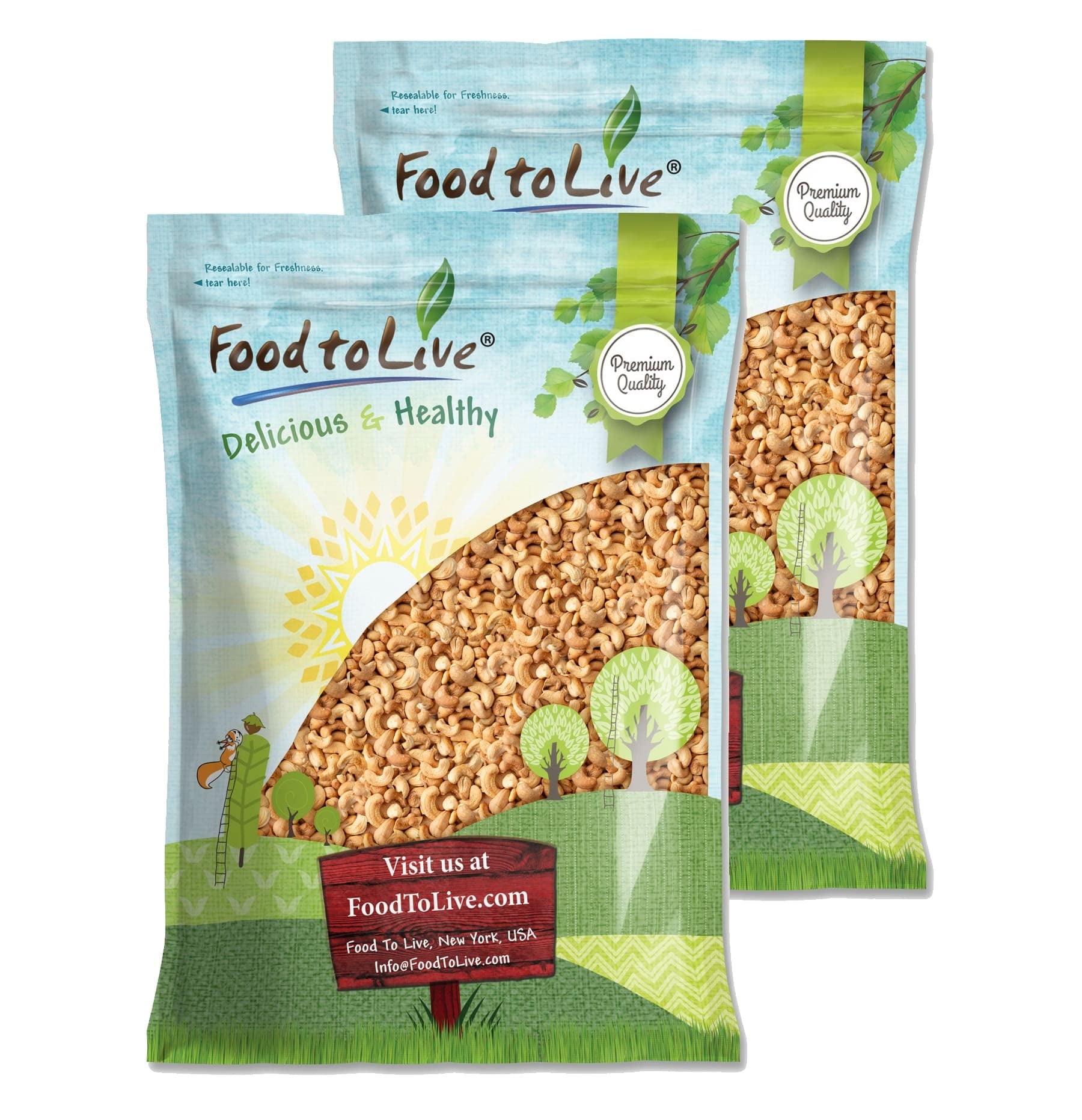 Food to Live Dry IRF13 Roasted Whole Cashews with Himalayan Salt, 14 ...