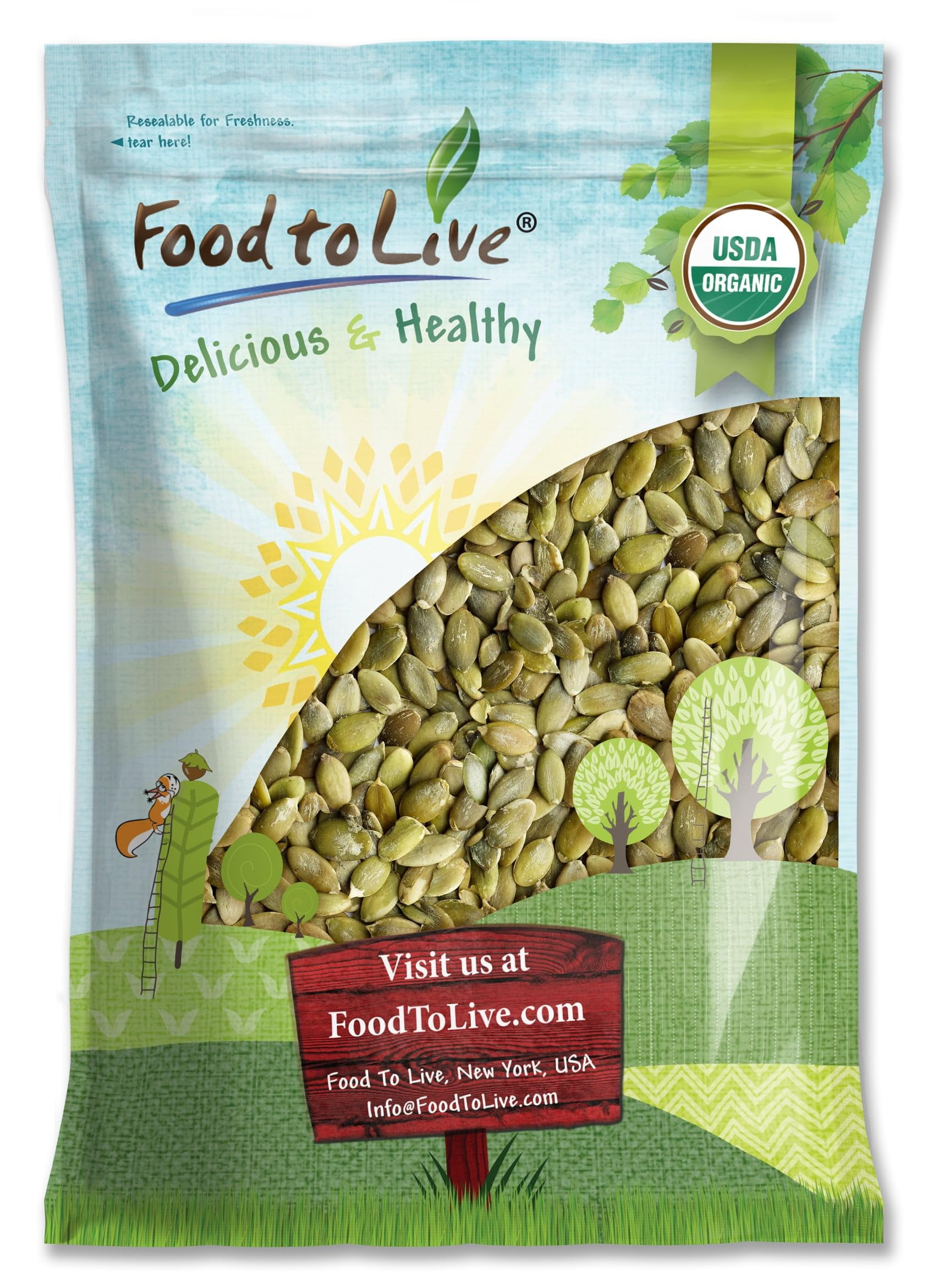 Food to Live Organic Sprouted HYZ01 Pumpkin Seeds, Non-GMO, Raw Kernels ...