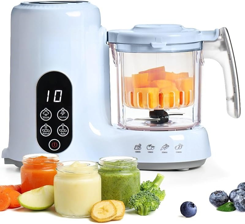 Food Maker with Steam Basket, 2-in-1 Food Processor Steamer & Blender ...