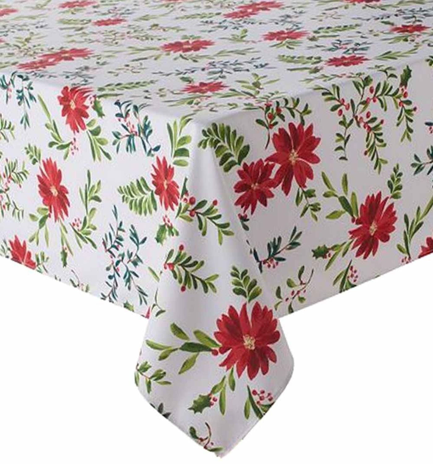 Food Network Holiday Poinsettia Microfiber Tablecloth Table Cloth ...