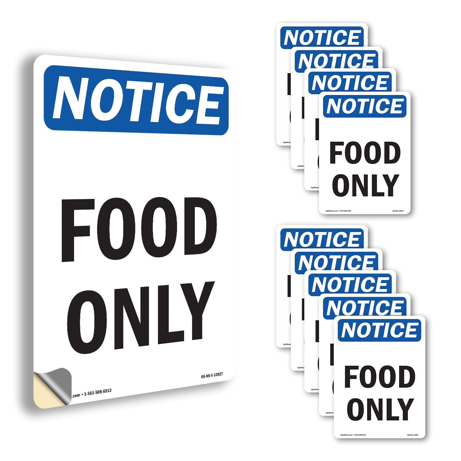 Food Only OSHA Notice Vinyl Decal Label 24 Inch x 18 Inch - 10 Pack ...