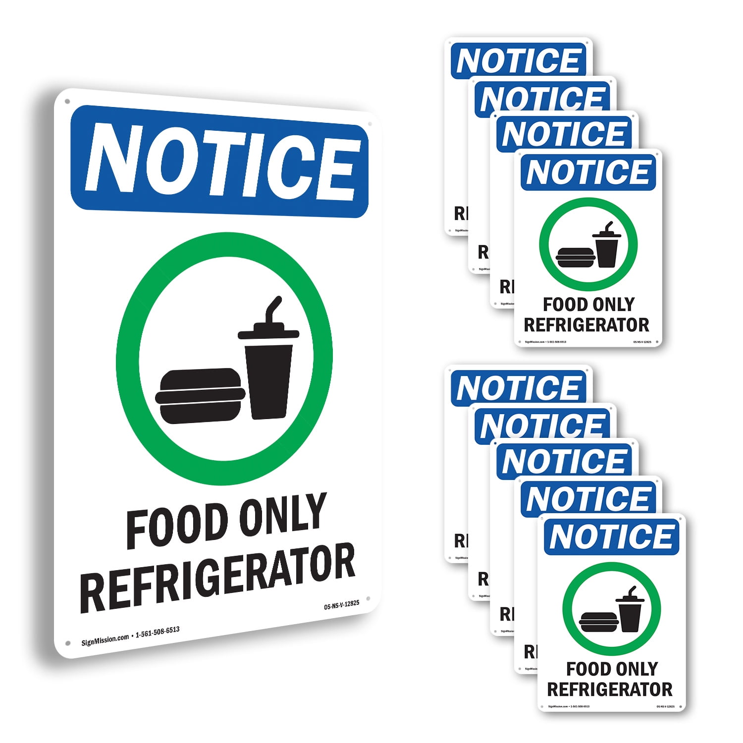 Food Only Refrigerator OSHA Notice Aluminum Sign 24 Inch x 18 Inch - 10 ...
