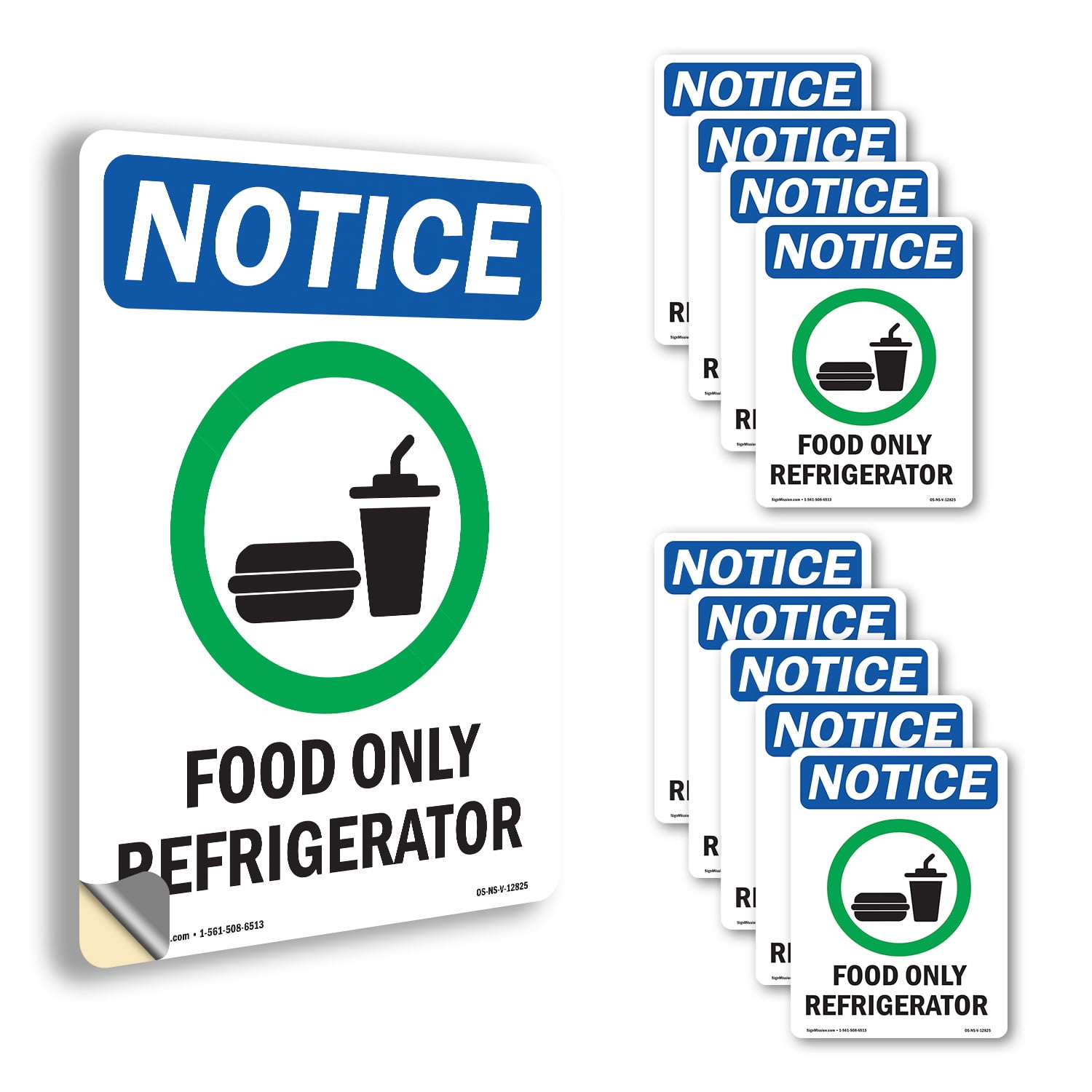 Food Only Refrigerator With Symbol OSHA Notice Vinyl Decal Label 14 ...