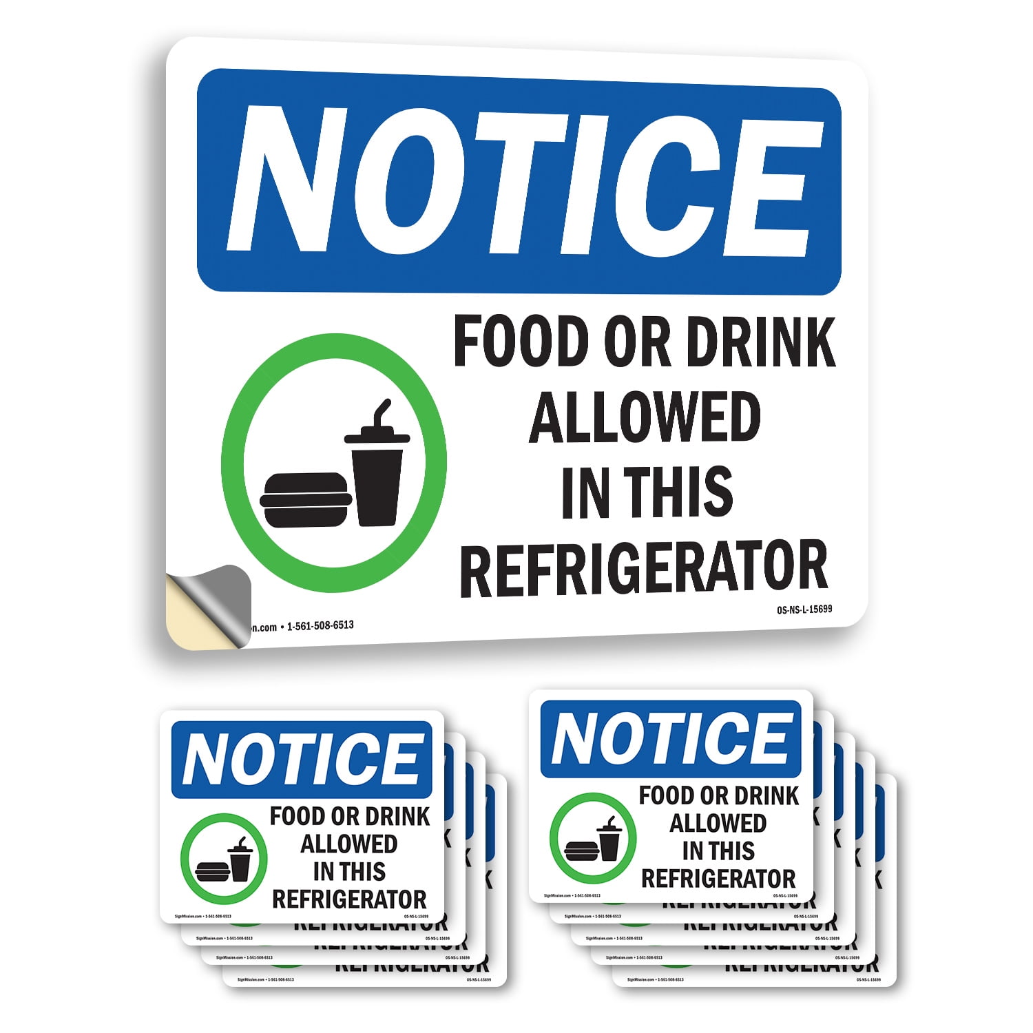 Food Or Drink Allowed In This Refrigerator OSHA Notice Vinyl Decal ...