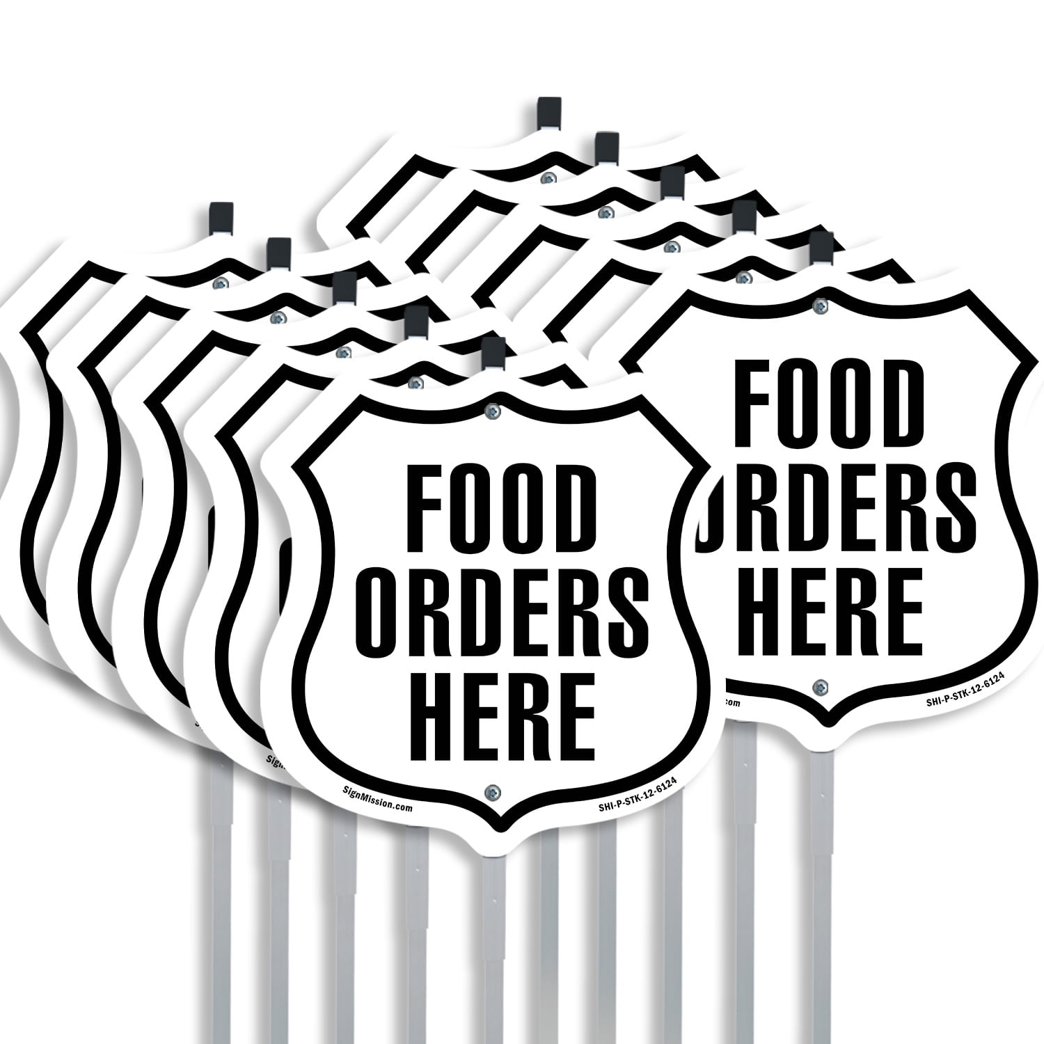 Food Orders Here (10 Pack) 12 inch X 12 inch Shield Shaped Commercial ...
