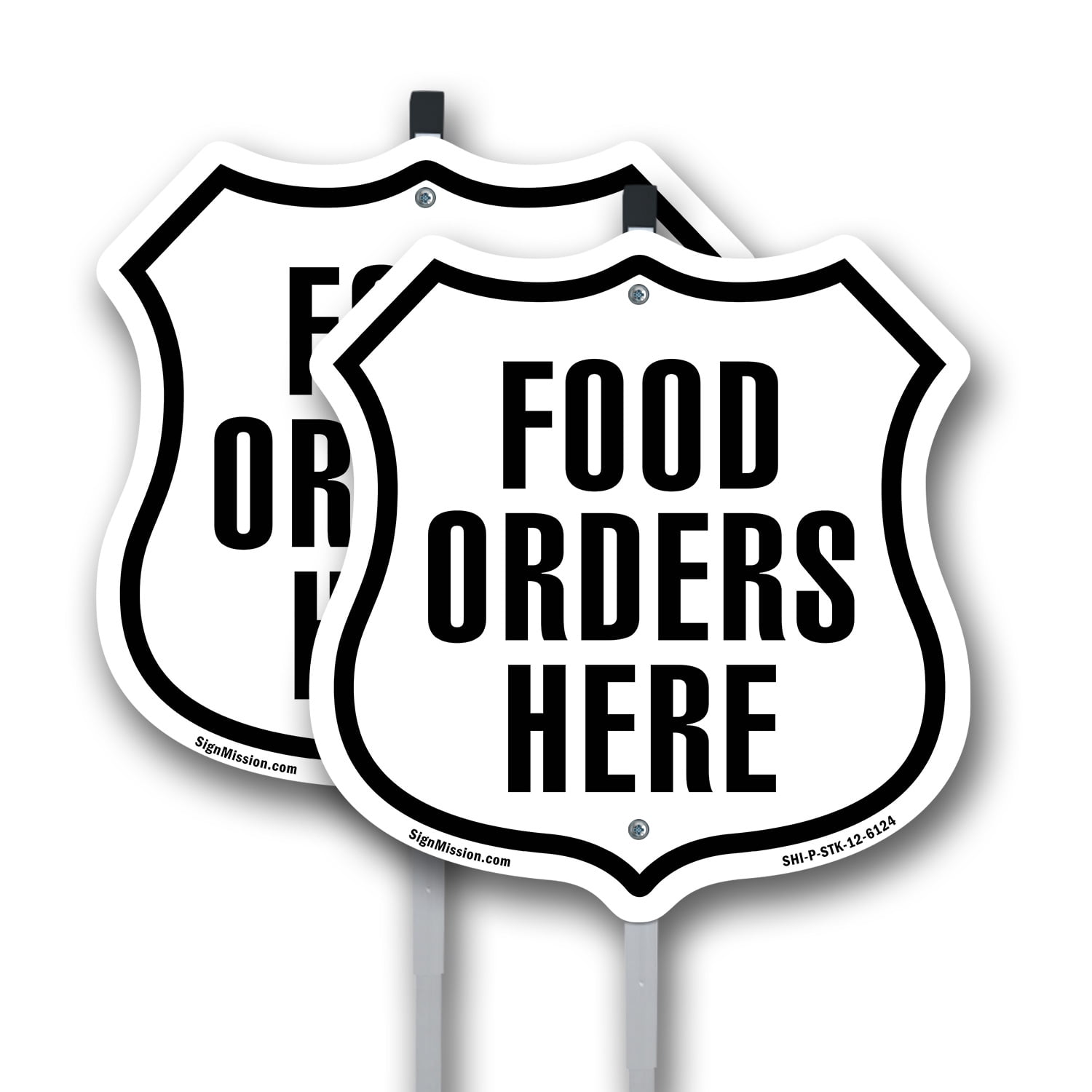 Food Orders Here (2 Pack) 12 inch X 12 inch Shield Shaped Commercial ...