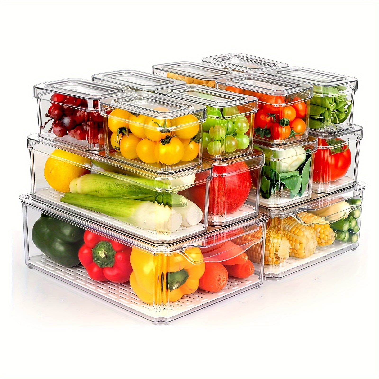 Food Organizer Set - Fridge Bins With Lids - Space-Saving Storage ...