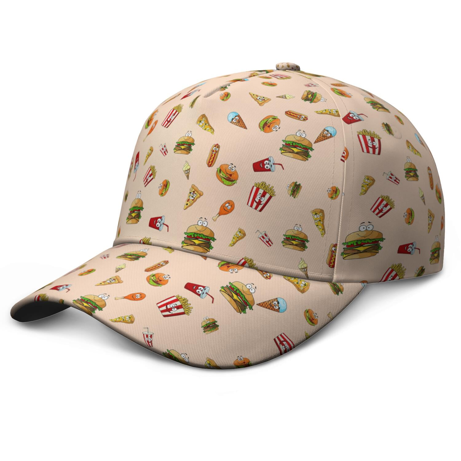 Food Pattern Adjustable Snapback Hat - Ice Cream Dessert Summer ...