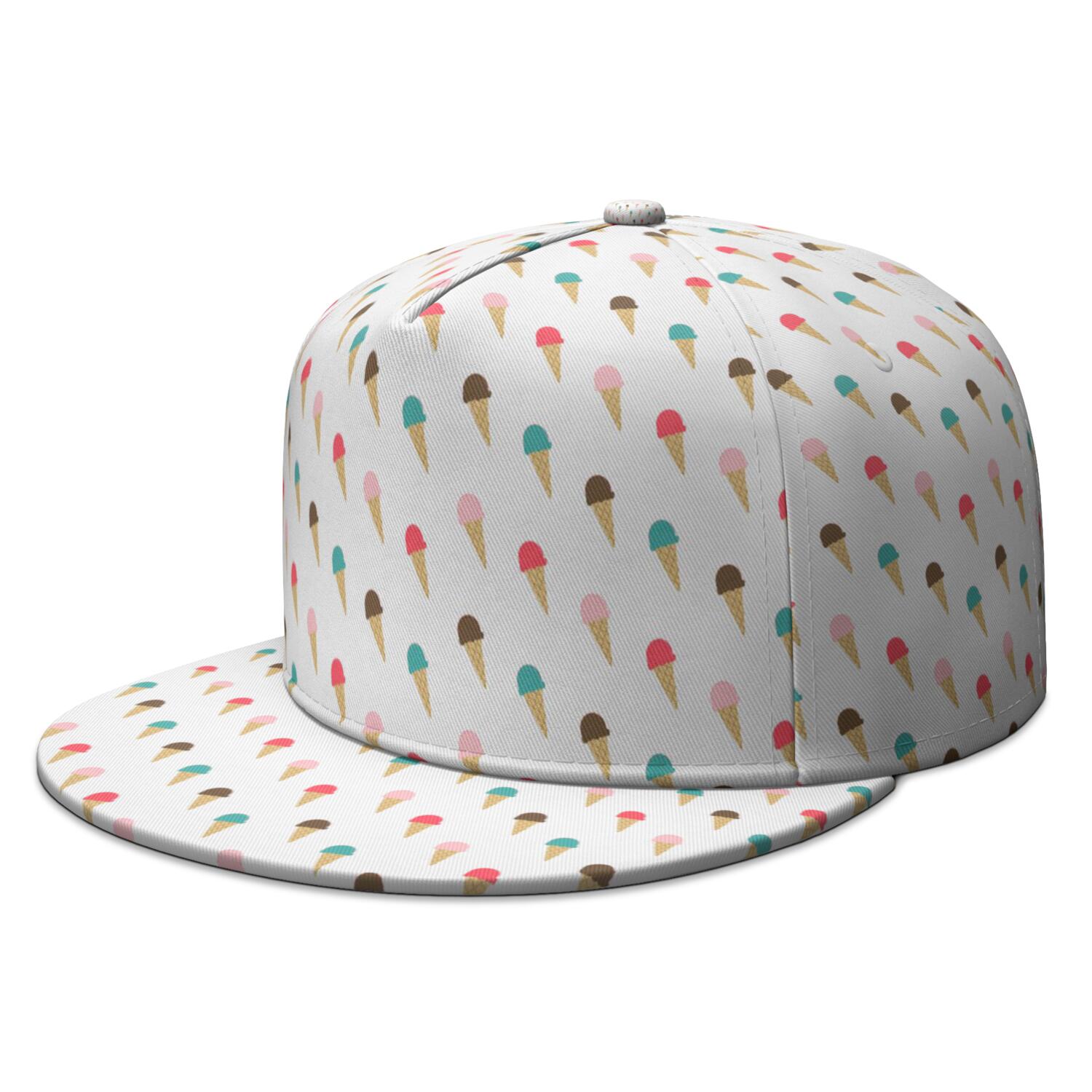 Food Pattern Cap – Colorful Ice Cream Design Adjustable Snapback for ...
