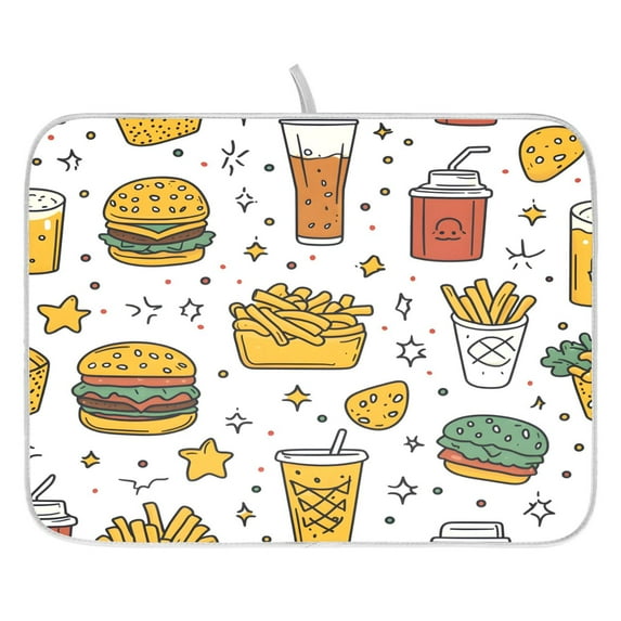 Food Pattern Drying Dish Mat Quick Drying Absorbent Soft Durable for ...