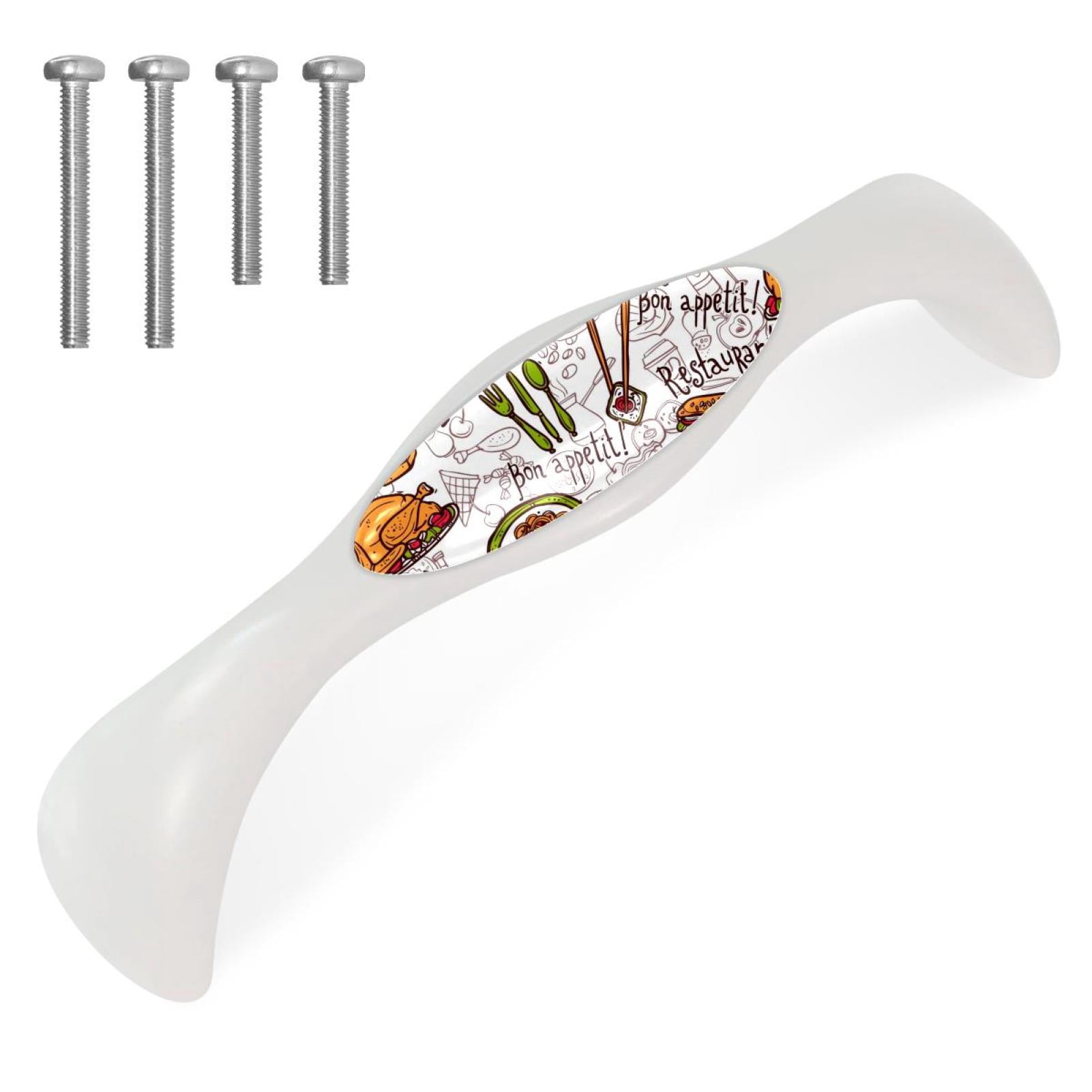 Food Pattern Knob 4 Pack Arched Drawer Pulls Crystal Glass White Knobs ...