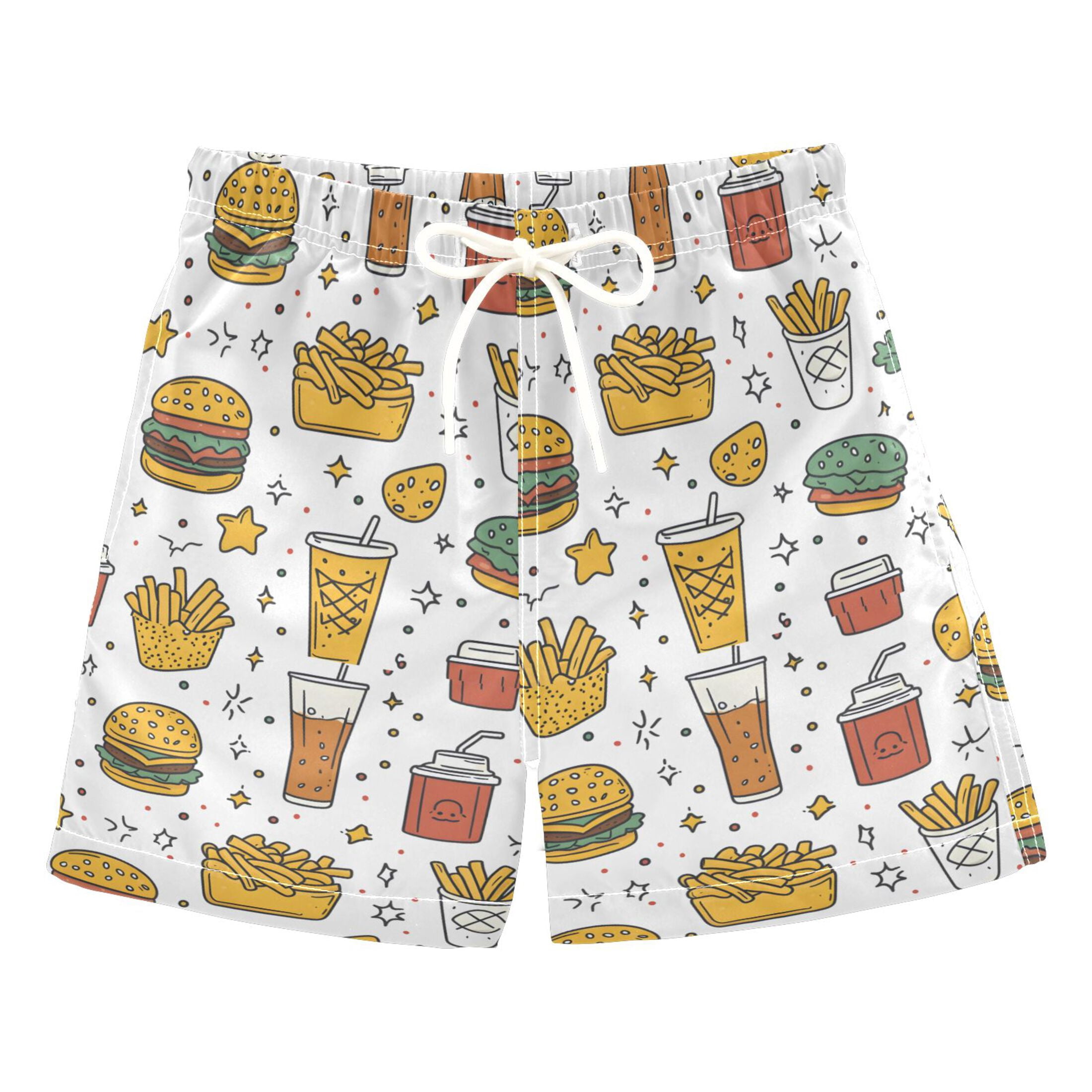 Food Pattern Swim Trunks Quick Dry Beach Pool Board Shorts Lightweight ...