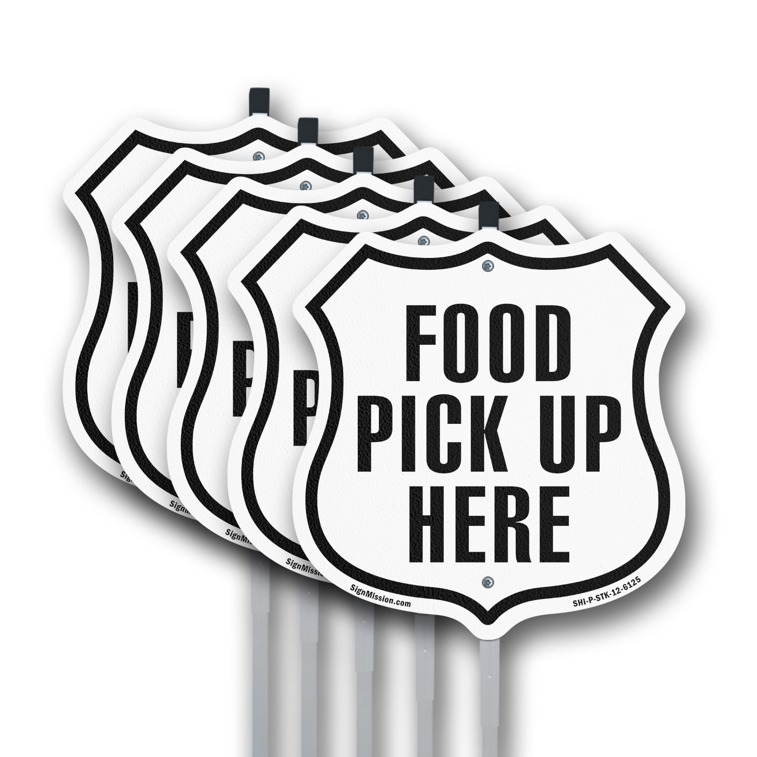 Food Pickup Here (5 Pack) 12 inch X 12 inch Shield Shaped Commercial ...