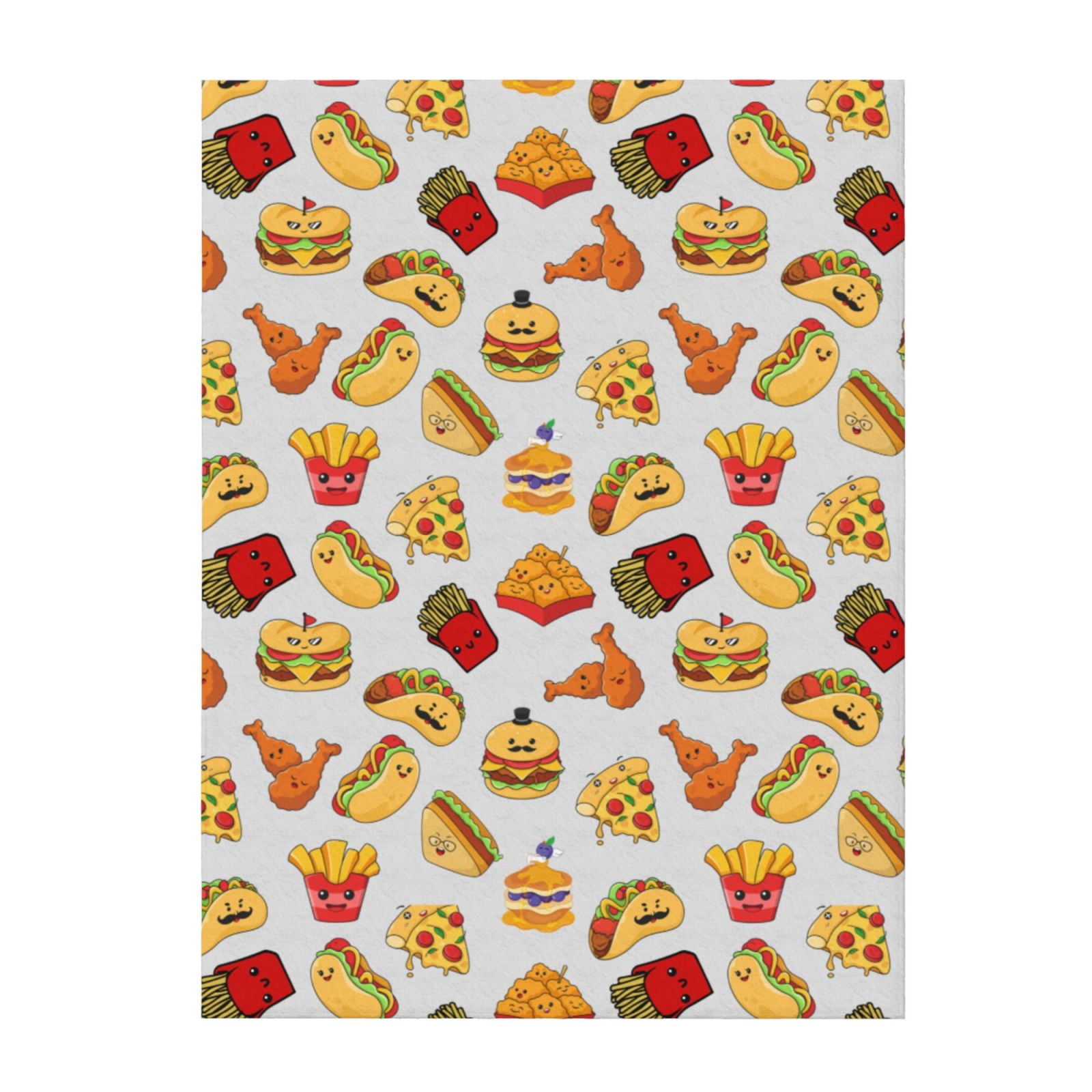 Food Pizza Burger Fries Throw Blanket Soft Sofa Bed Fleece Blankets For ...