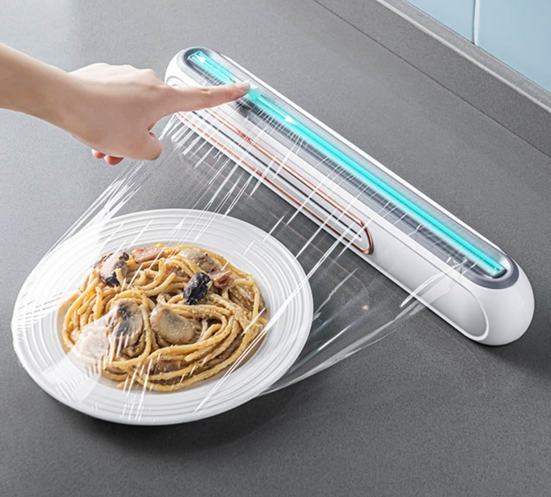 Food Plastic Wrap Dispenser with Slide Cutter – 38.5cm ABS Film Cutter ...