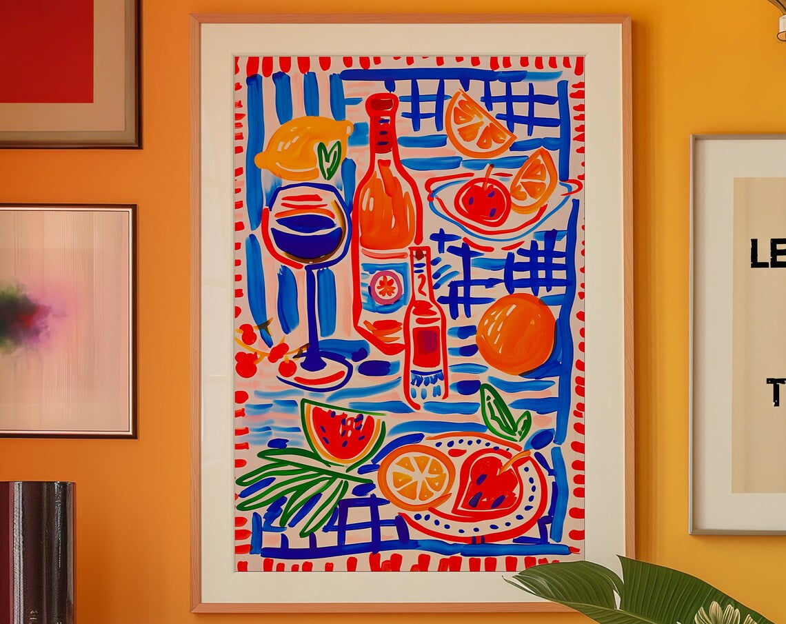 Food Poster, Kitsch Art, Red Wall Art, Dining Room Poster, Kitchen Wall ...