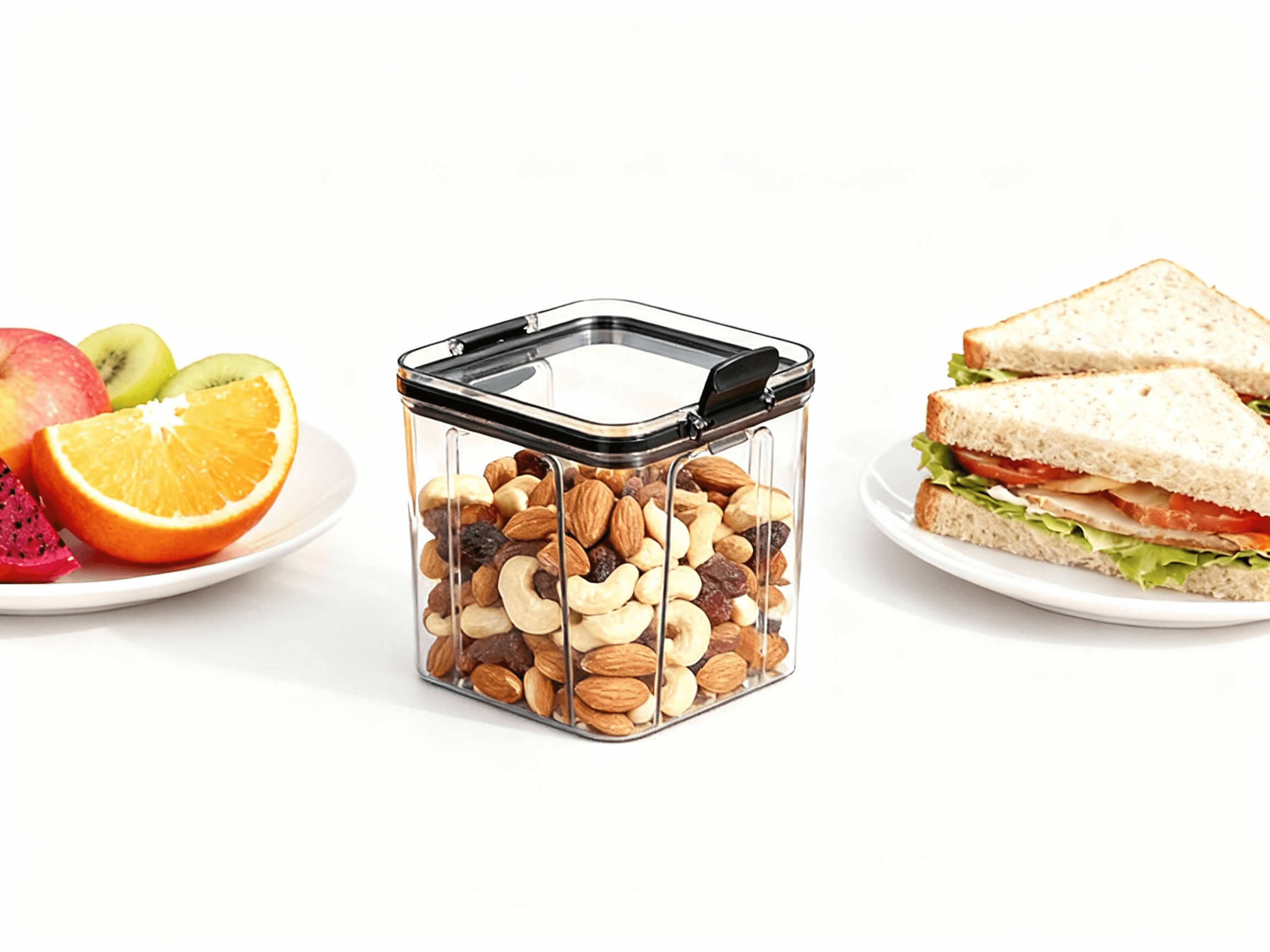 Food Prep Containers Glass Square Transparent Airtight Jar for Fresh ...